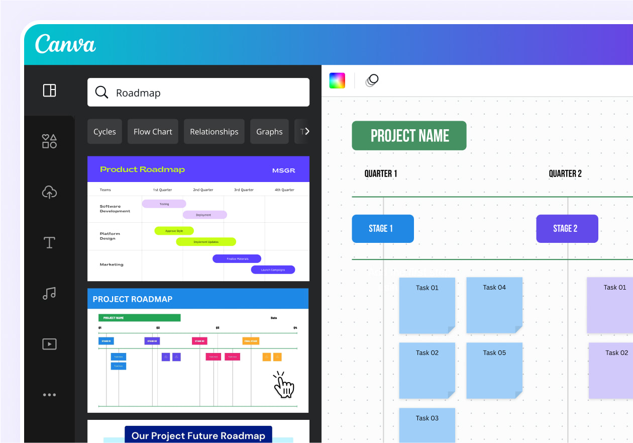 Cria um roadmap online (exemplos gratuitos) | Canva