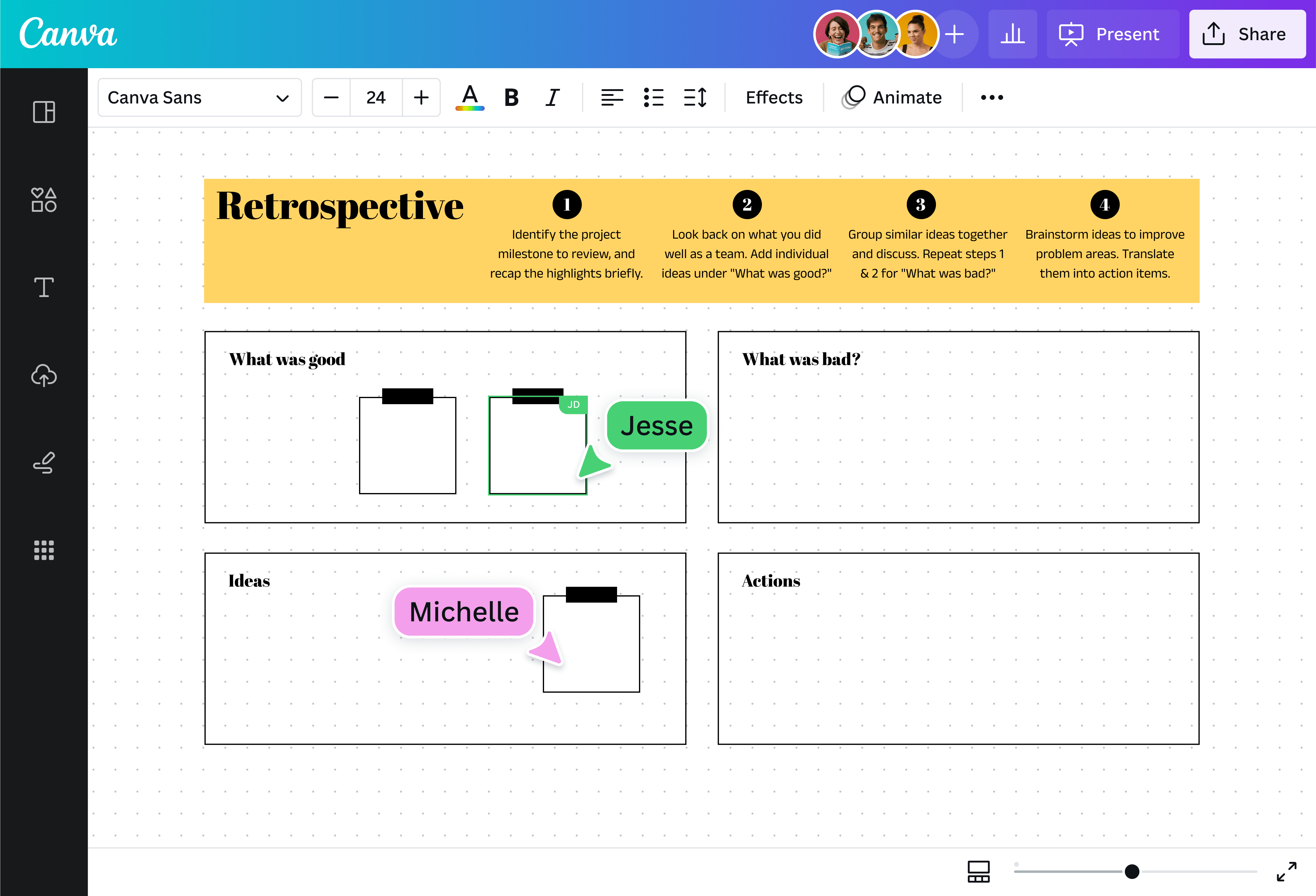 Retrospectivas: Guía práctica, plantillas y ejemplos | Canva