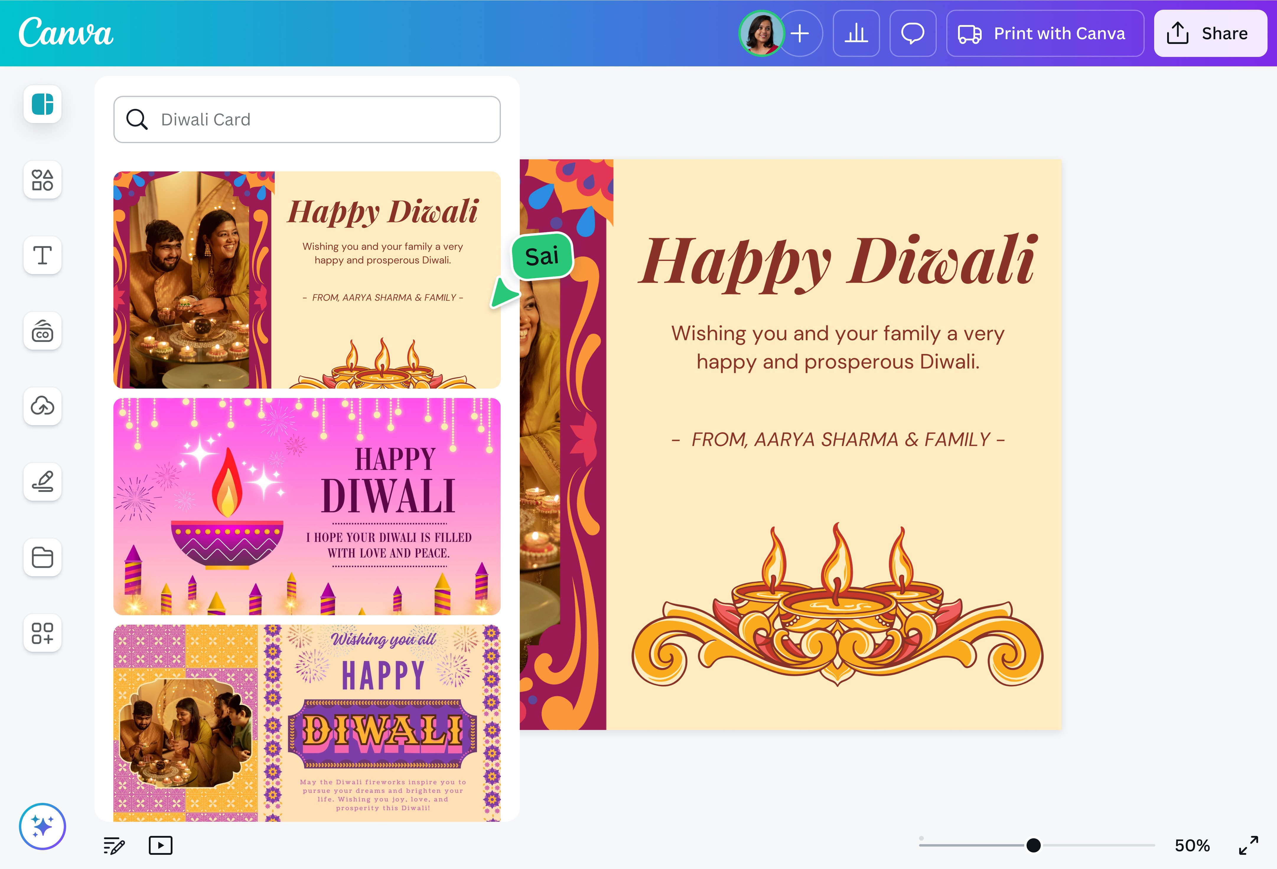 Free Diwali Card Maker - Make AI Diwali Greeting Card | Canva