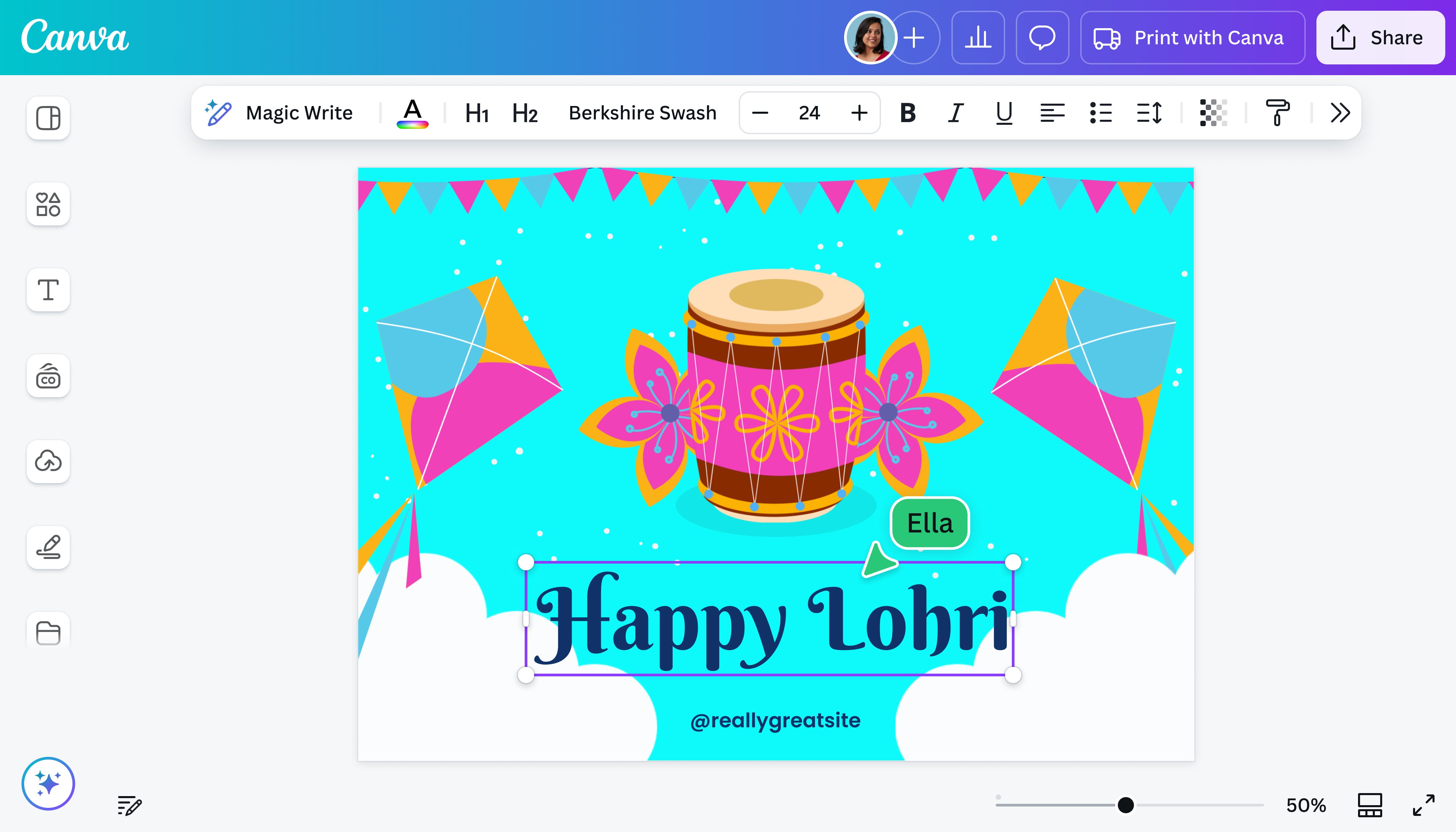 Make Custom Lohri Cards Online for Free with Canva