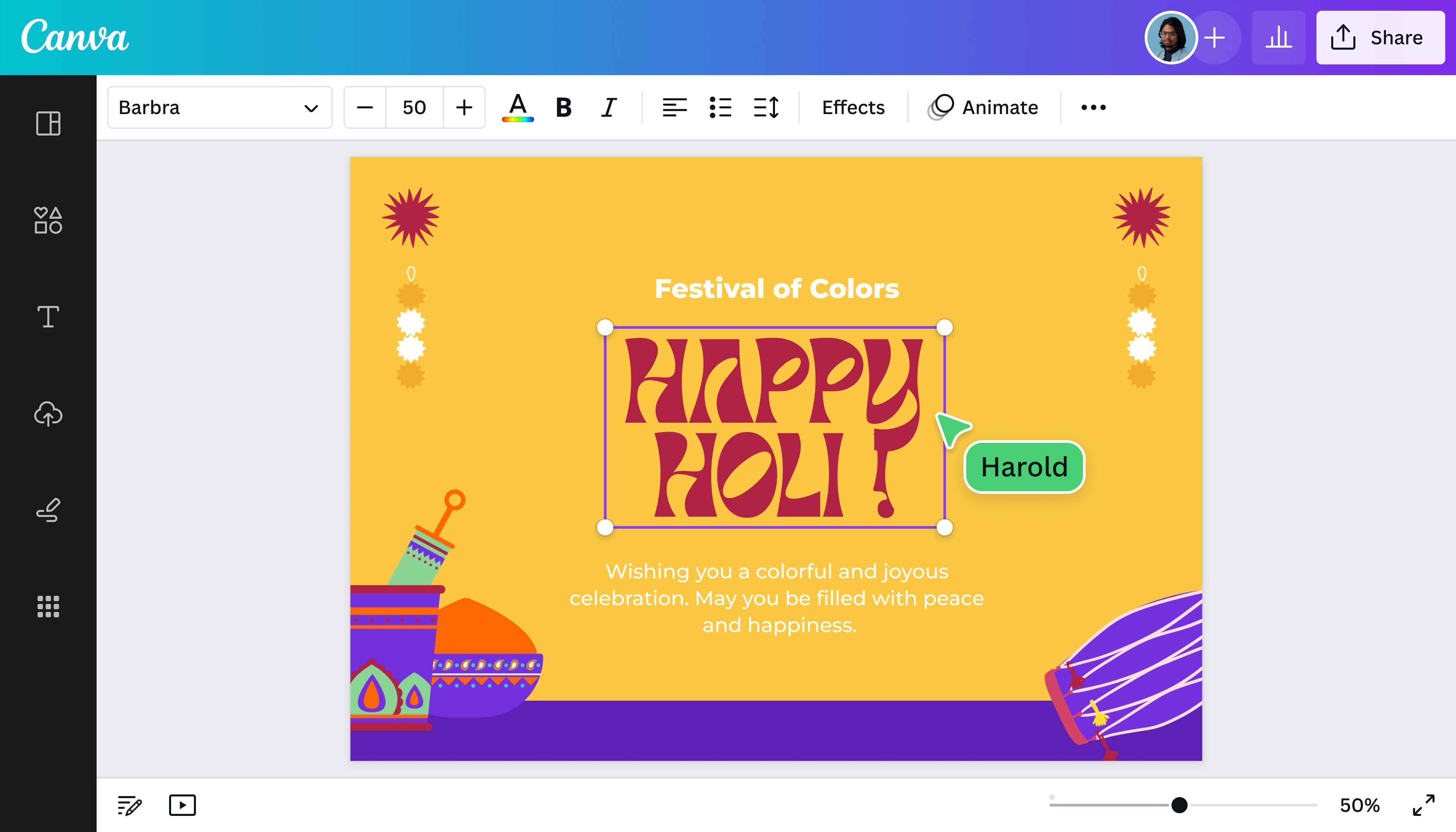 Design Custom Holi Greeting Cards Online For Free - Canva