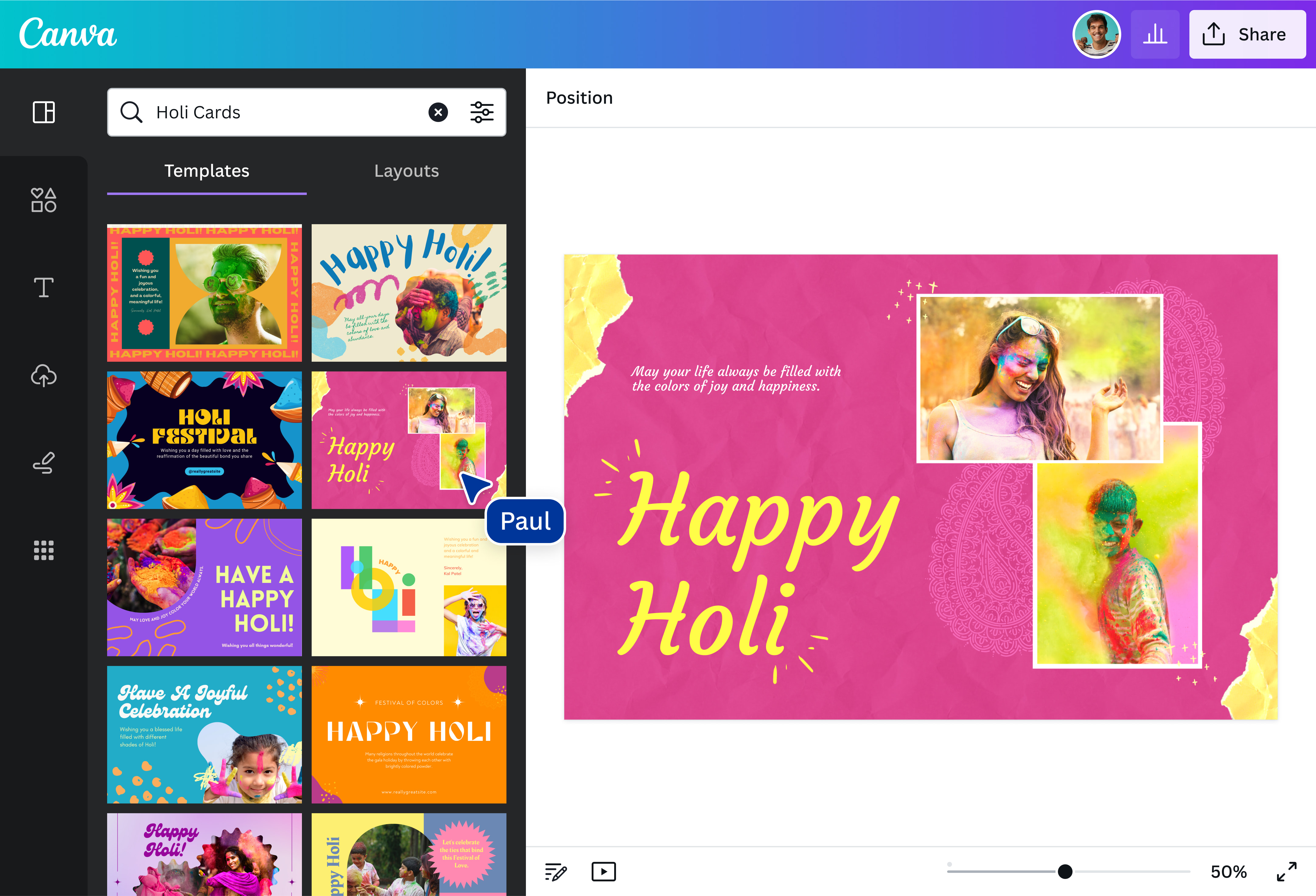 Design Custom Holi Greeting Cards Online For Free - Canva