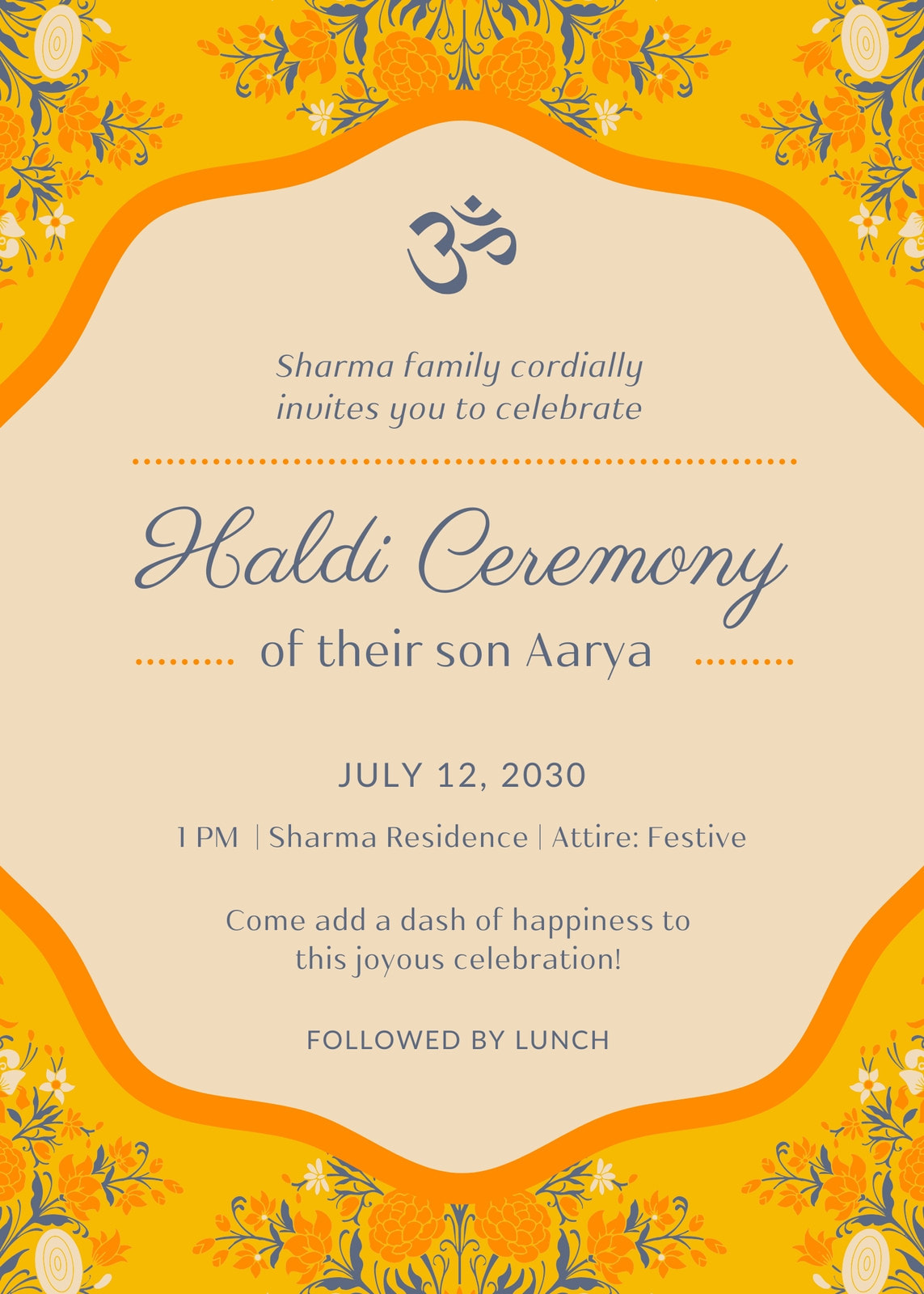 Free Online Haldi Ceremony Invitation Card Maker | Canva