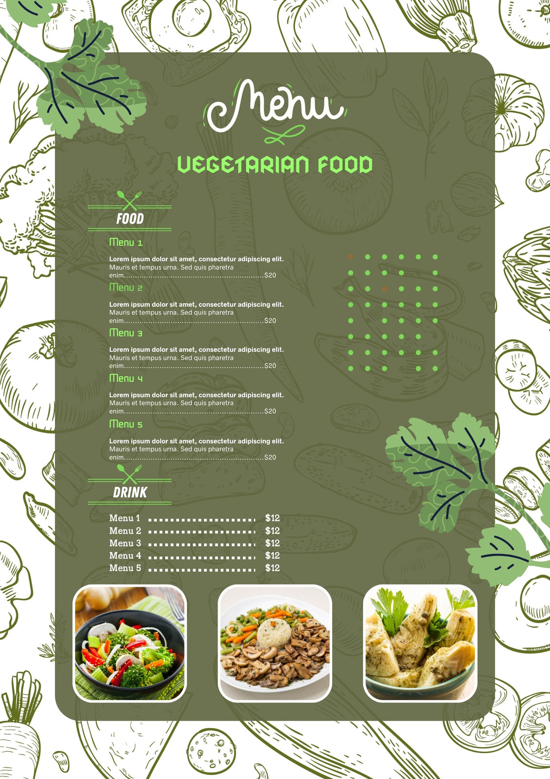 Membuat Desain Menu Makanan Vegetarian Unik - Canva