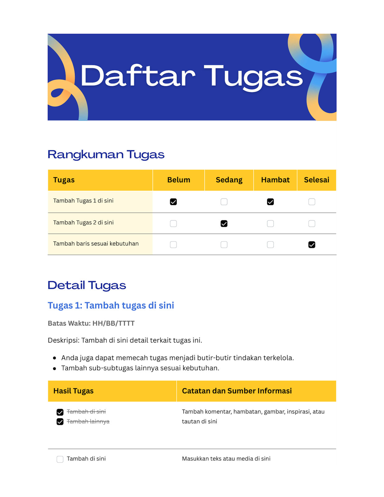 Membuat Daftar Tugas Gratis - Buat Daftar Tugas Online | Canva