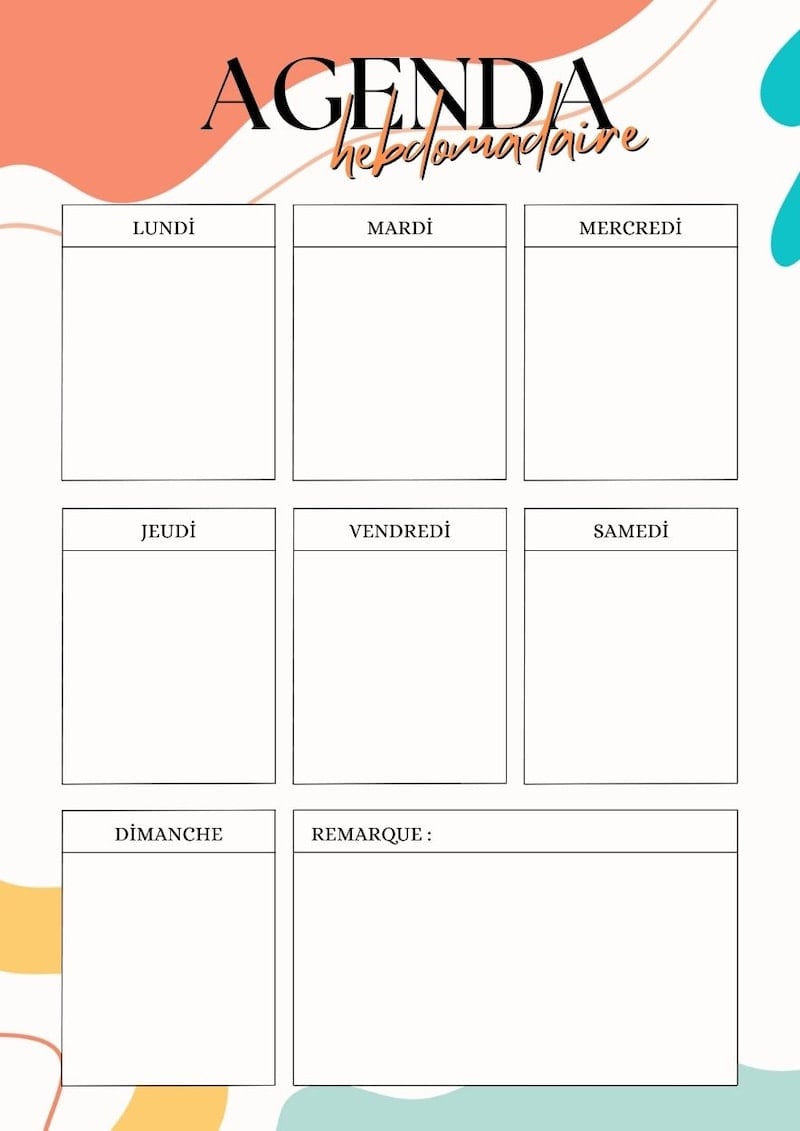 Calendrier Hebdomadaire Imprimable Du Lundi Au Vendredi Planning