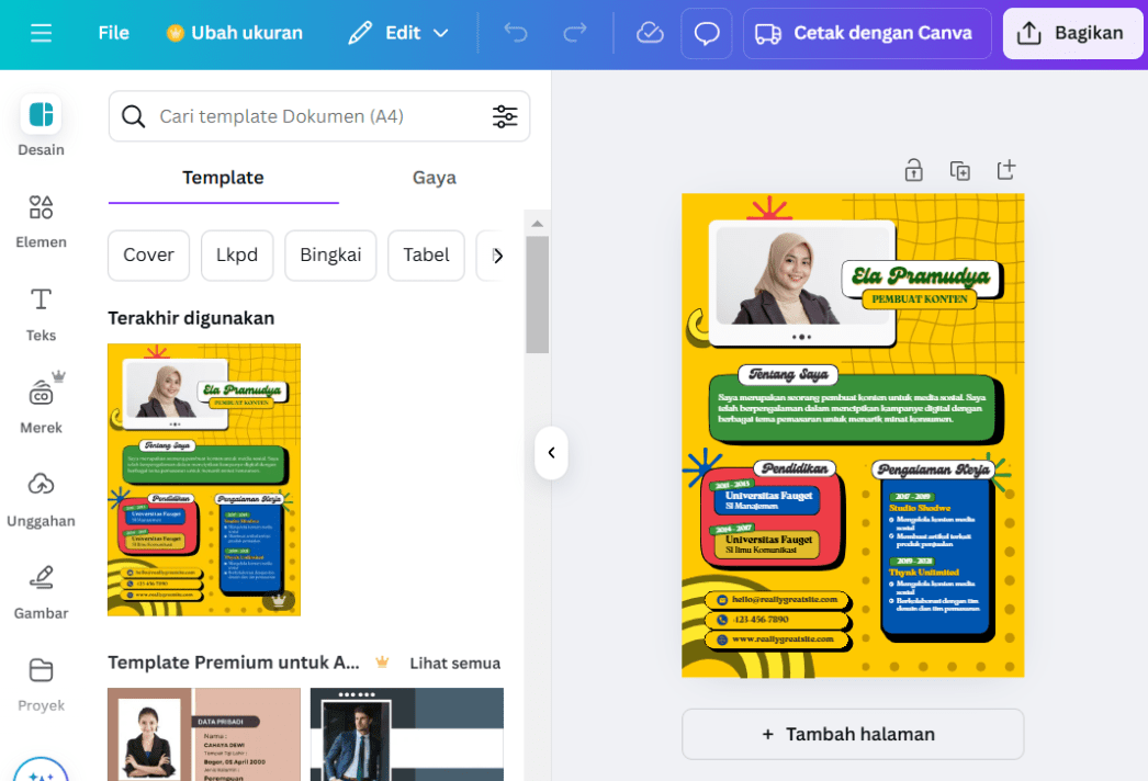 Mudahnya Cara Membuat CV yang Menarik | Canva
