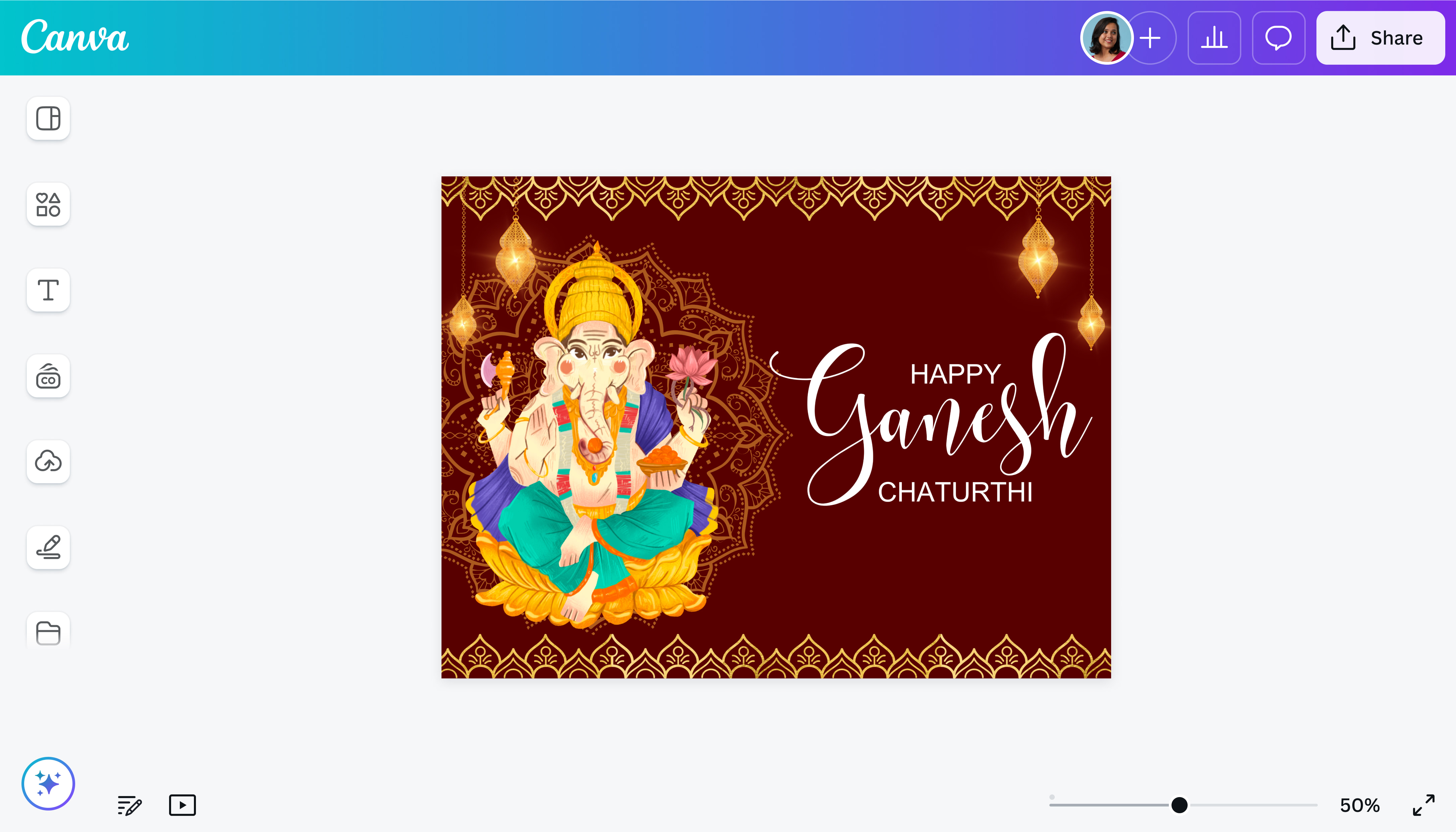 Gratis online Ganesh Chaturthi uitnodigingskaart maker | Canva
