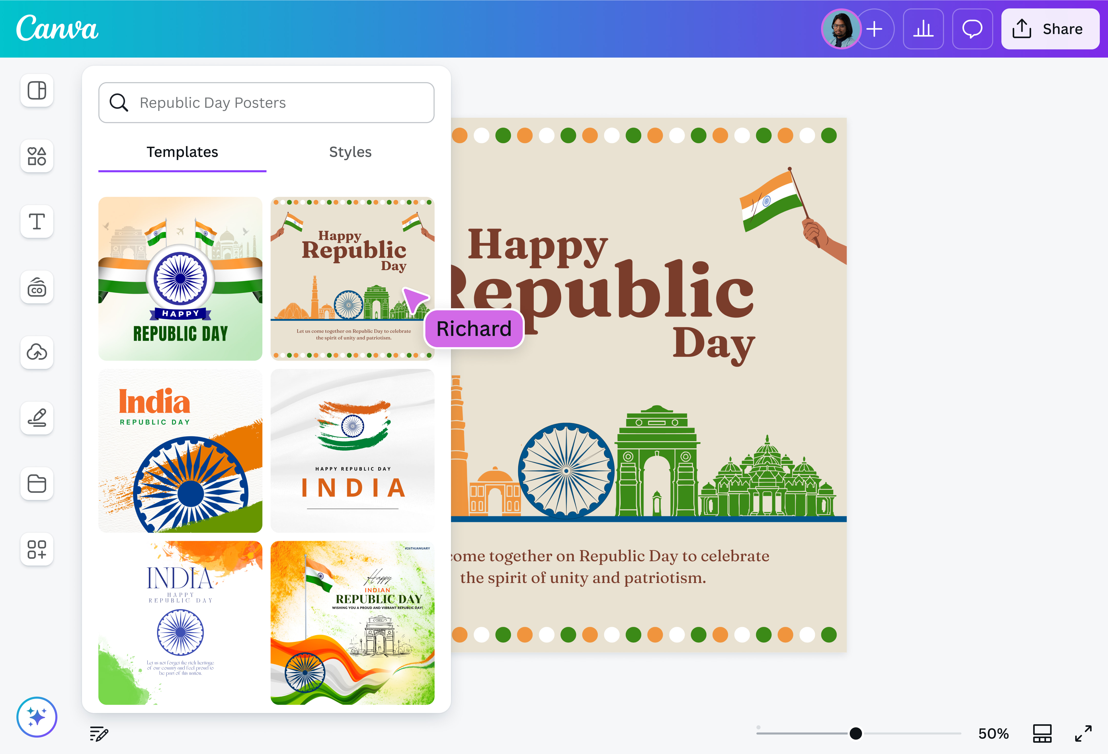 Gratis India Republic Day Poster Maker door Canva
