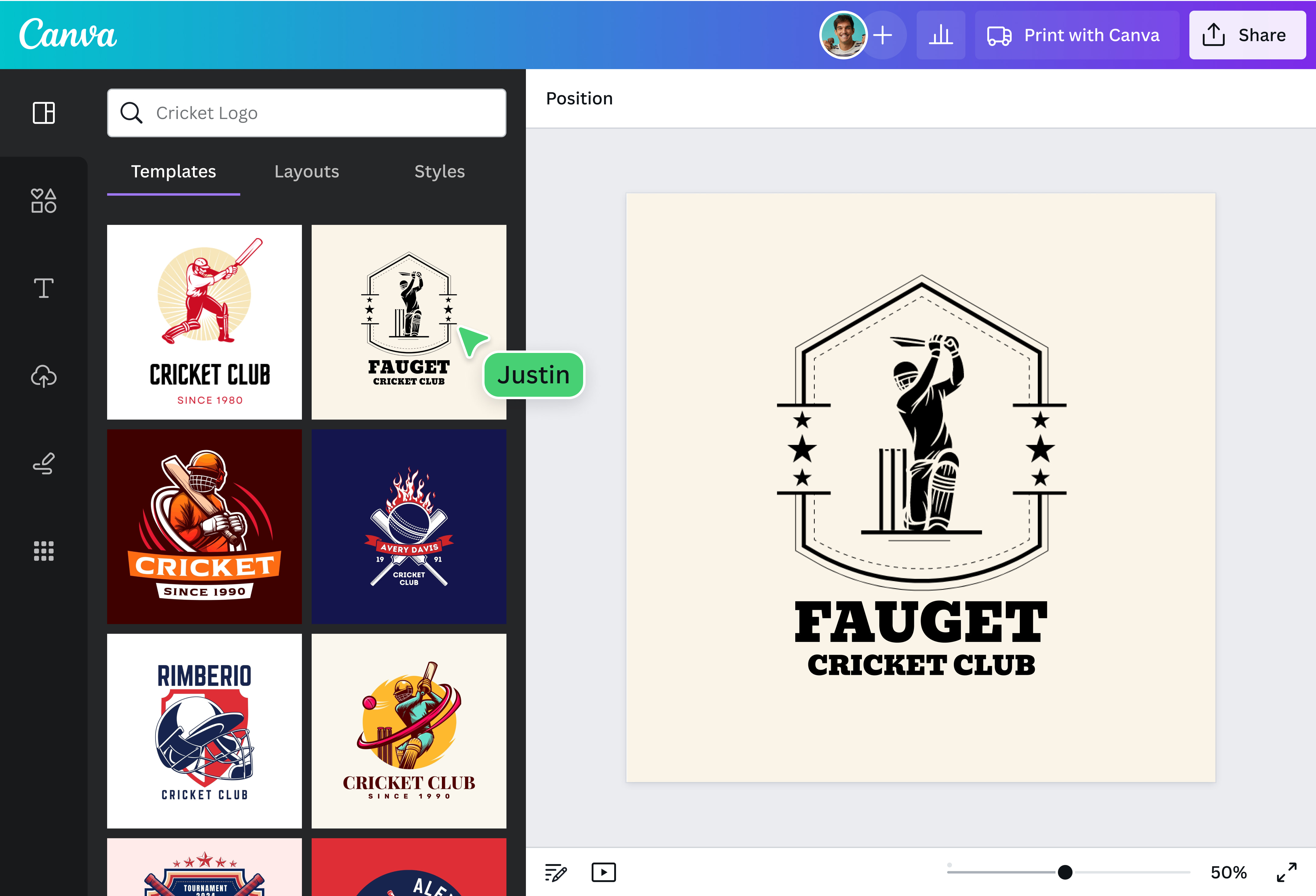 Cricket logo: crea loghi per team e club di cricket con AI | Canva