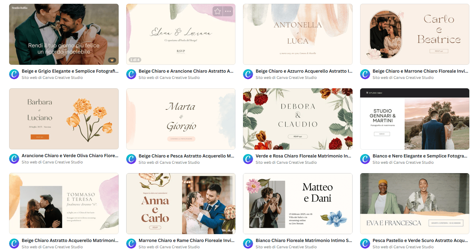 Crea un sito del matrimonio gratis per nozze da favola | Canva
