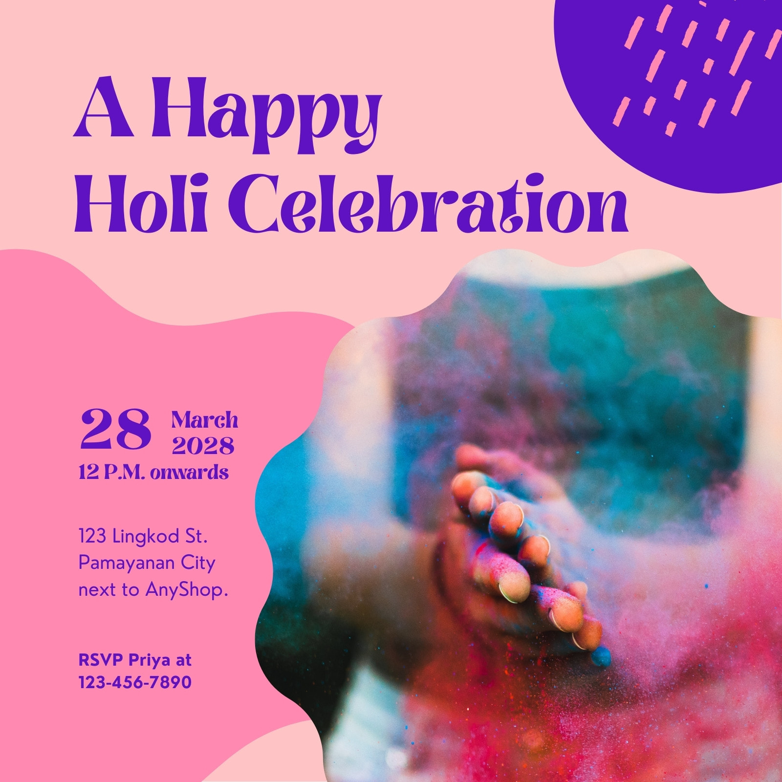 Design Custom Holi Invitations For Free With Canva