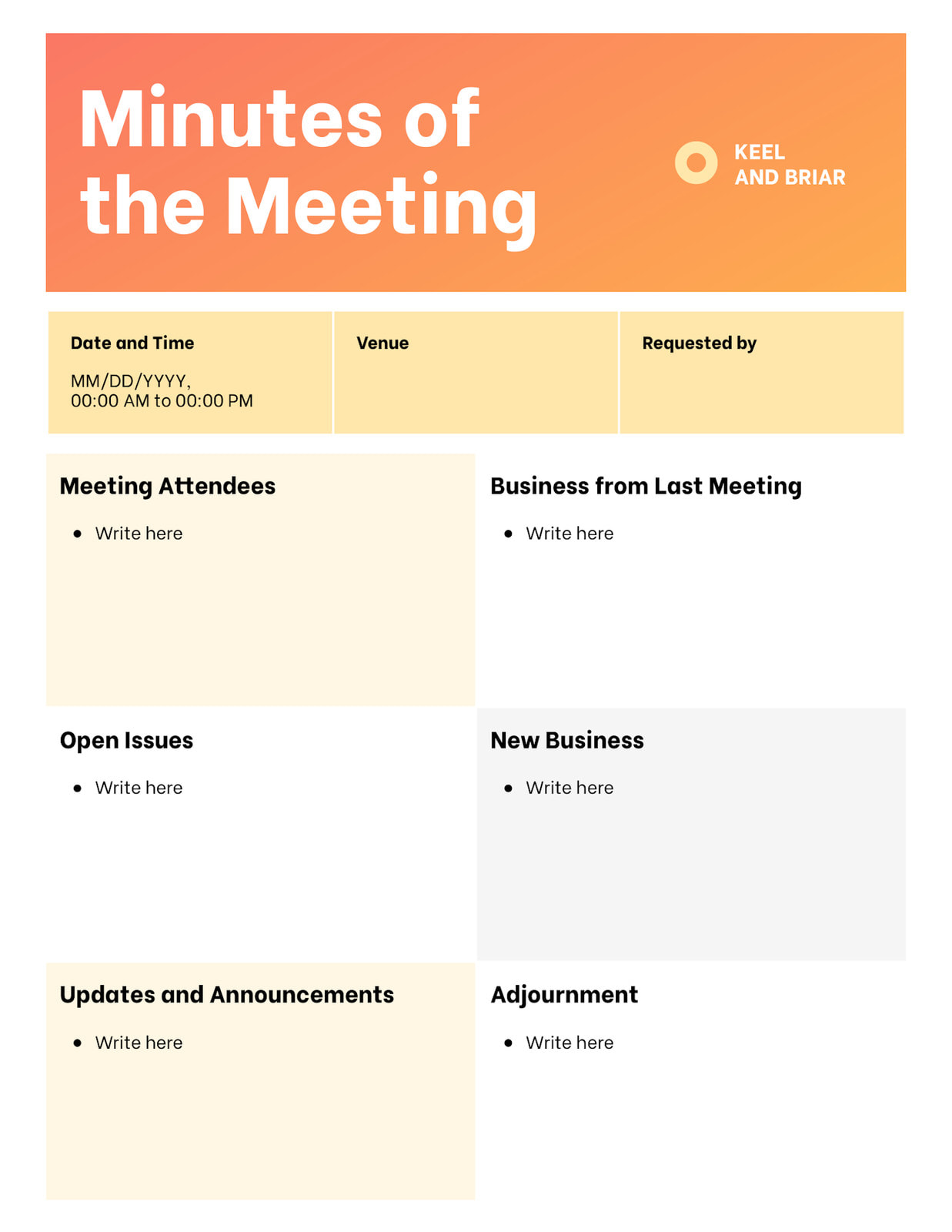 Informal Meeting Agenda Template Meeting Minutes Templates Kit | IBabs