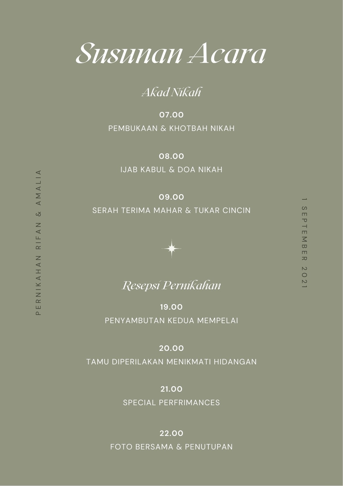 Contoh Susunan Acara Wedding