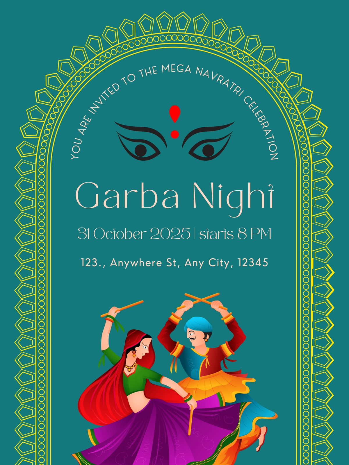 Gratis online Navratri-poster Maker van Canva