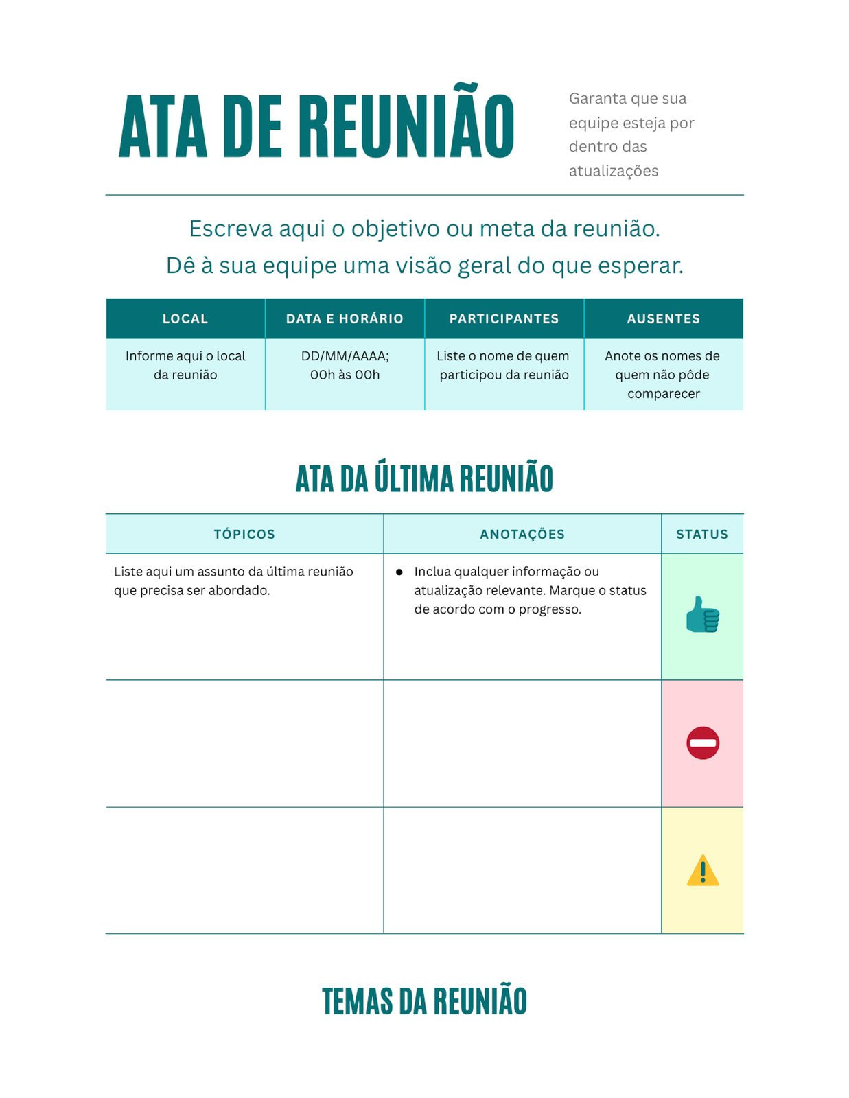 Atas de reunião: Crie Atas de Reunião Online | Canva