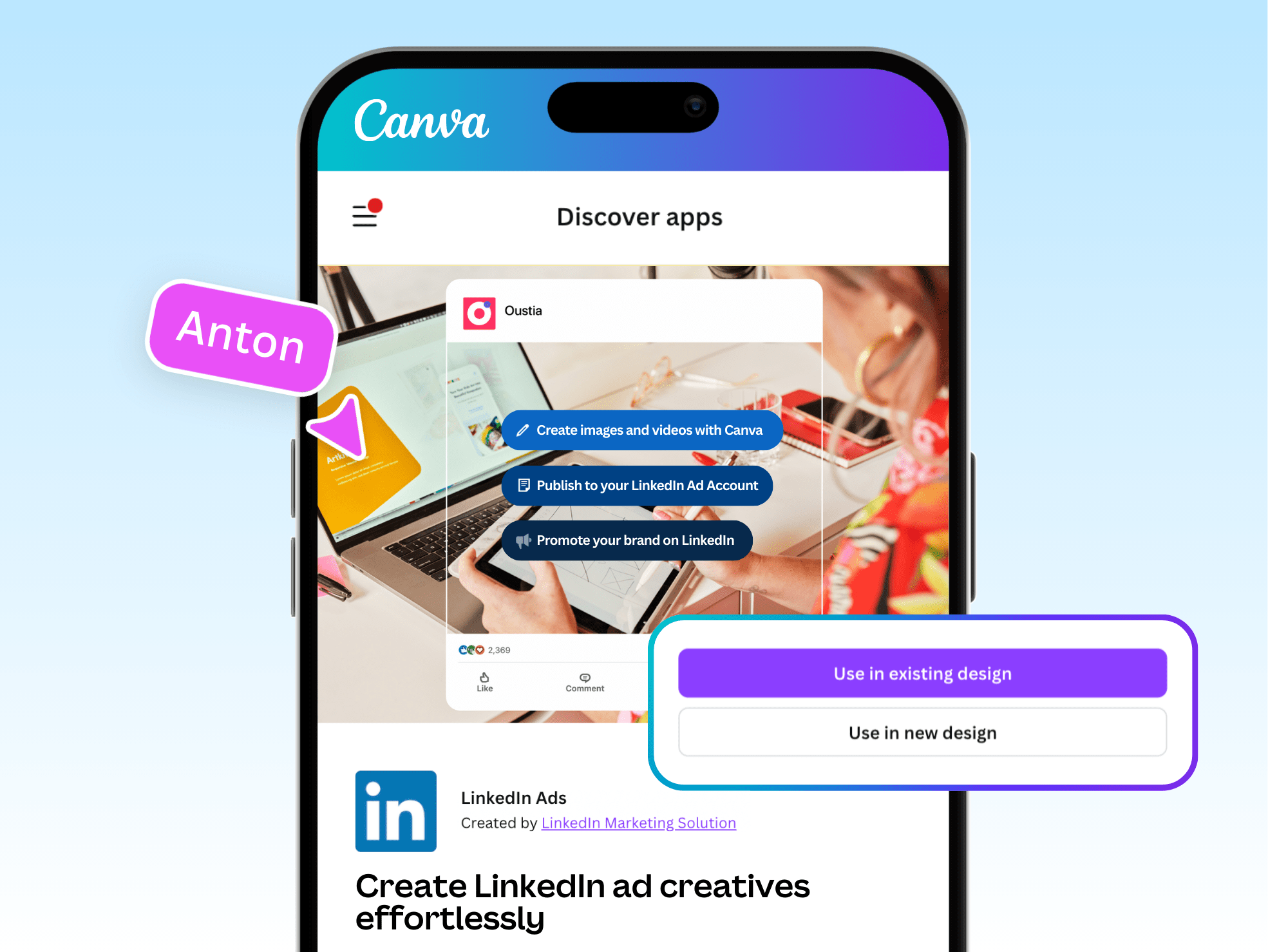 Canva + LinkedIn Ads app | Design and publish in one place