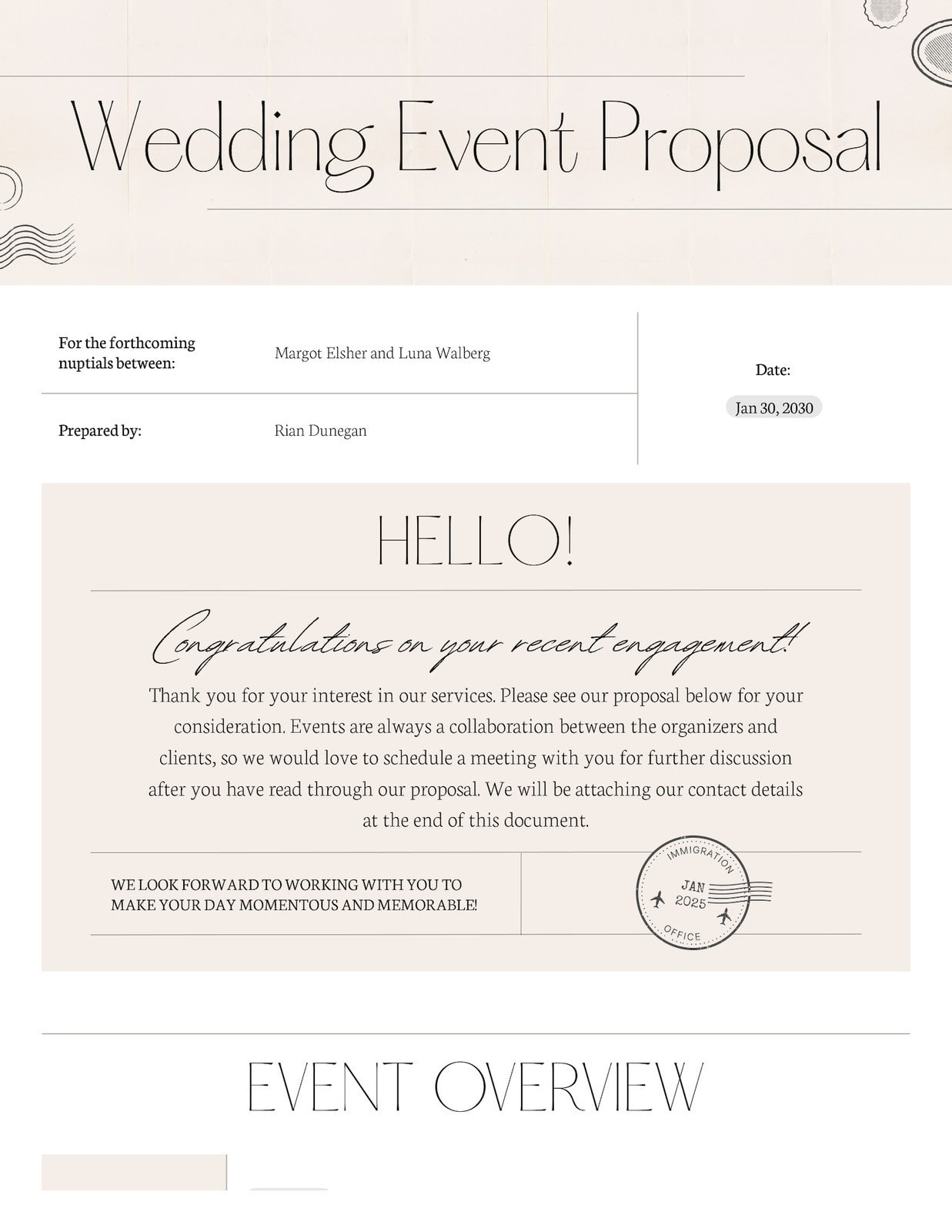 Entertainment Proposal Template