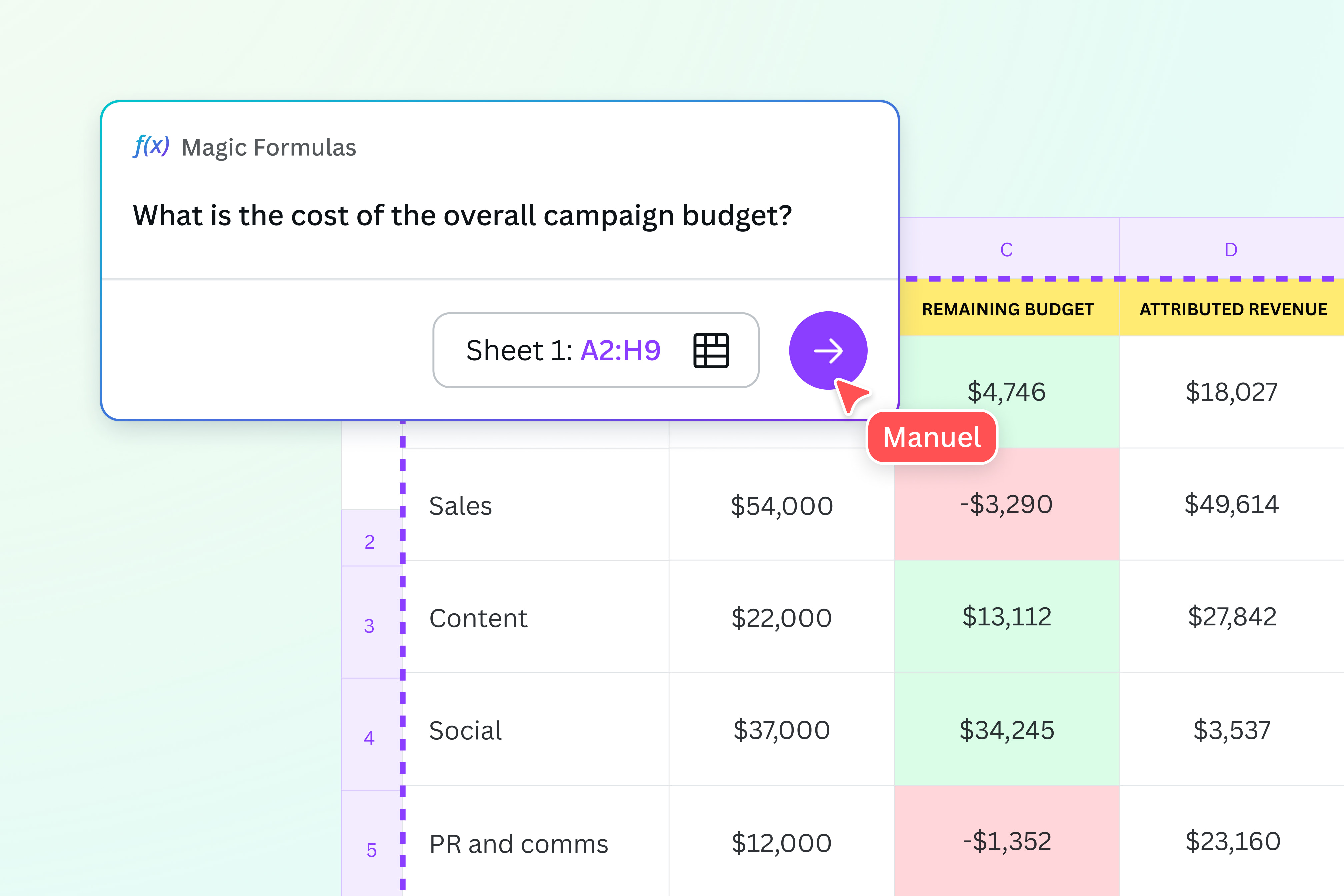 Generatore formule AI: crea formule per i fogli di calcolo | Canva