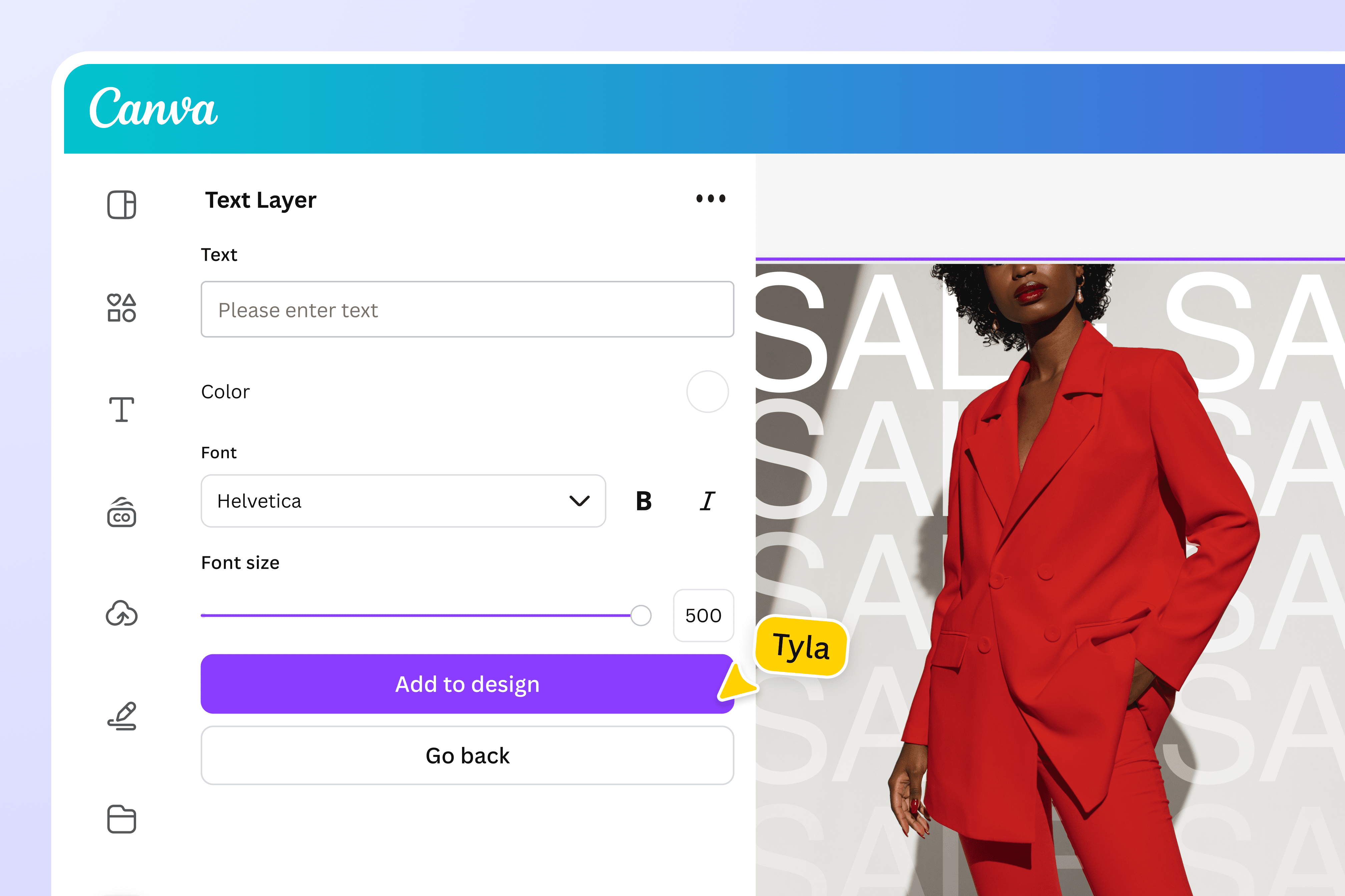 Add text behind images for free | Canva