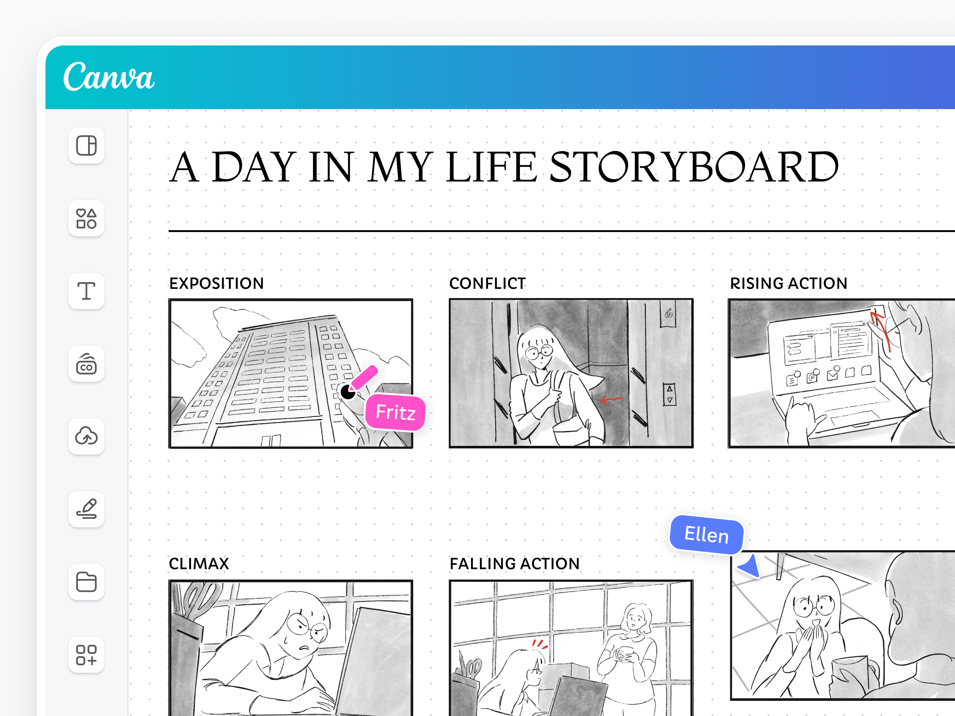 Come creare uno storyboard: consigli, esempi e modelli | Canva
