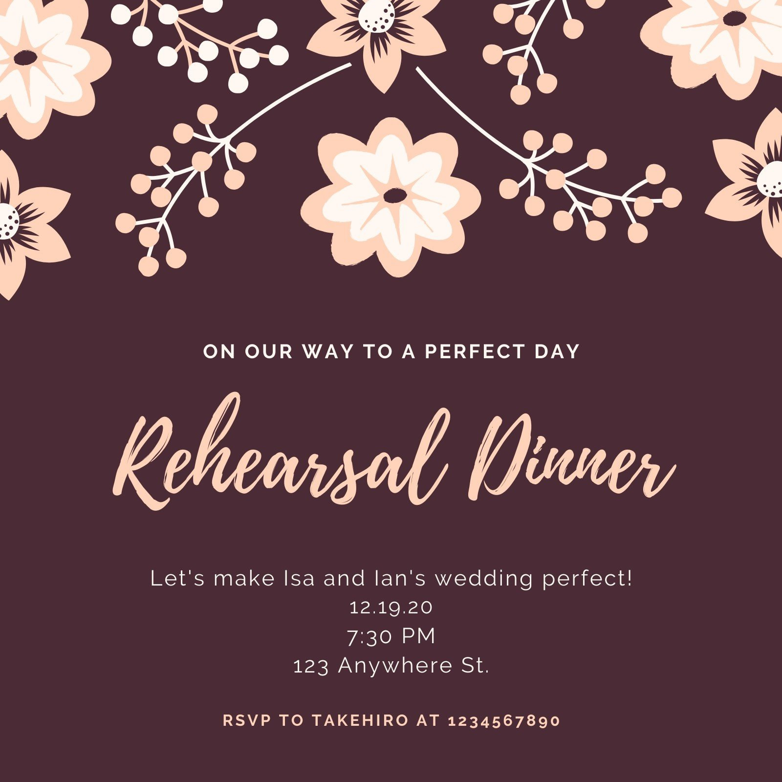 Mass Wedding Rehearsal Dinner Invitations