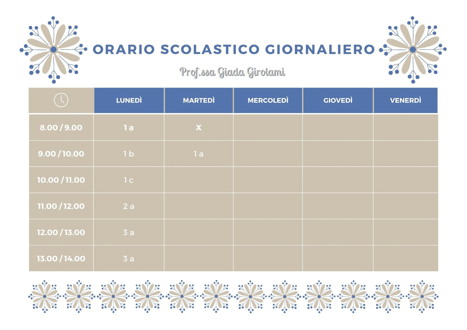 Crea un orario scolastico online per lezioni | Canva