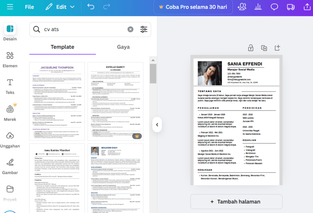 Membuat CV ATS Friendly yang Mampu Bersaing | Canva