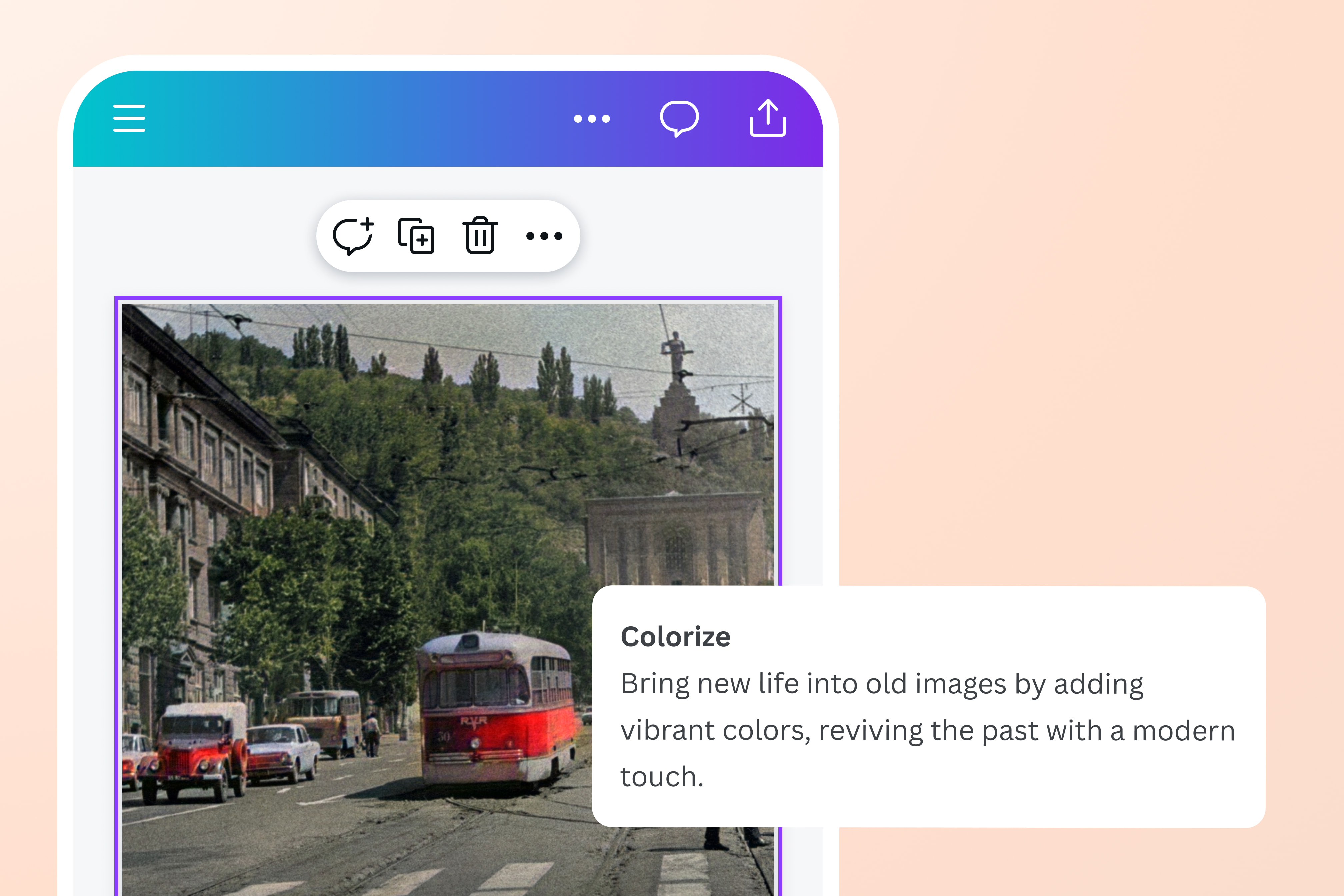 เปลี่ยนภาพขาวดำให้กลายเป็นภาพสีด้วย Colorize บน Canva