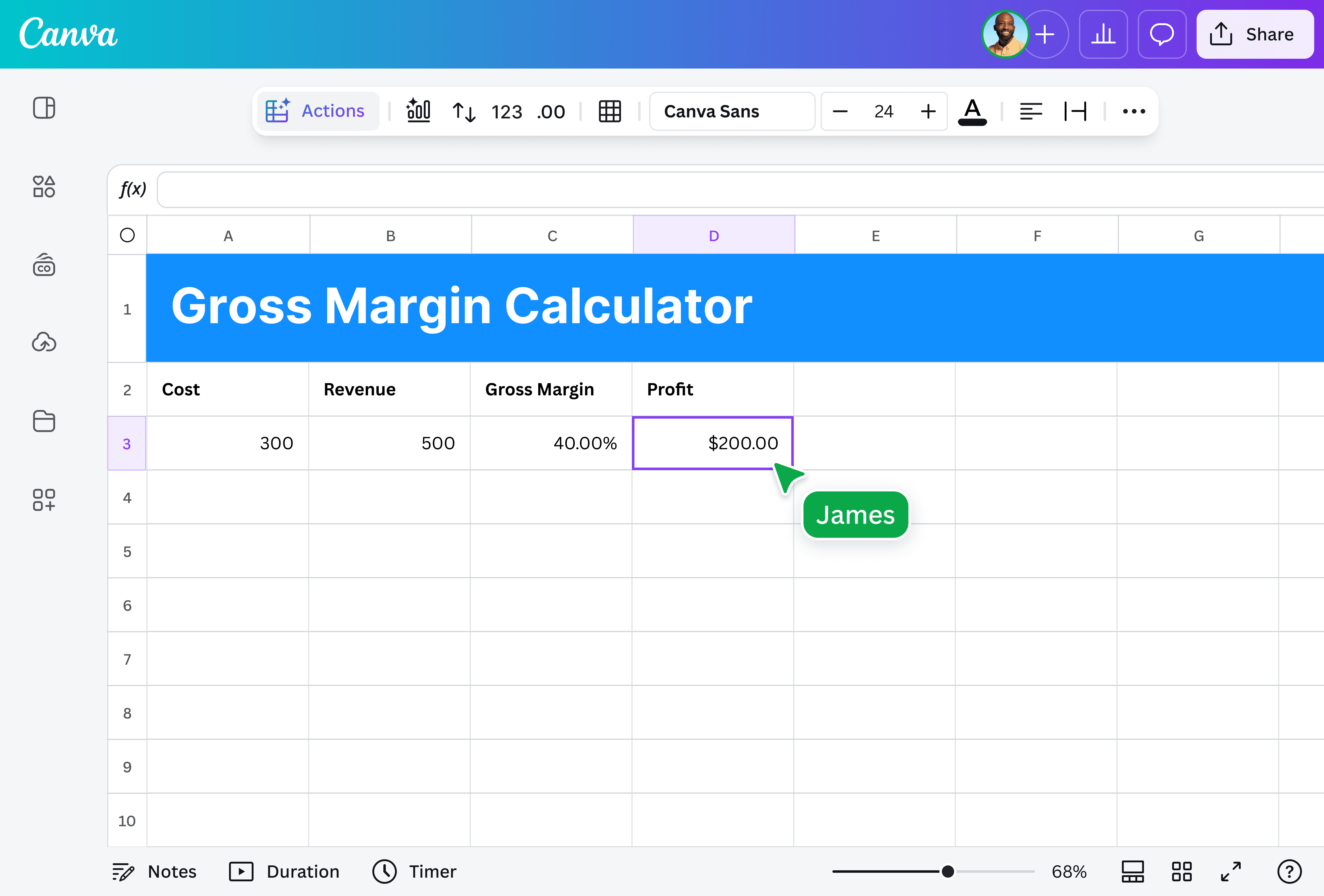 Free online gross margin calculator | Canva