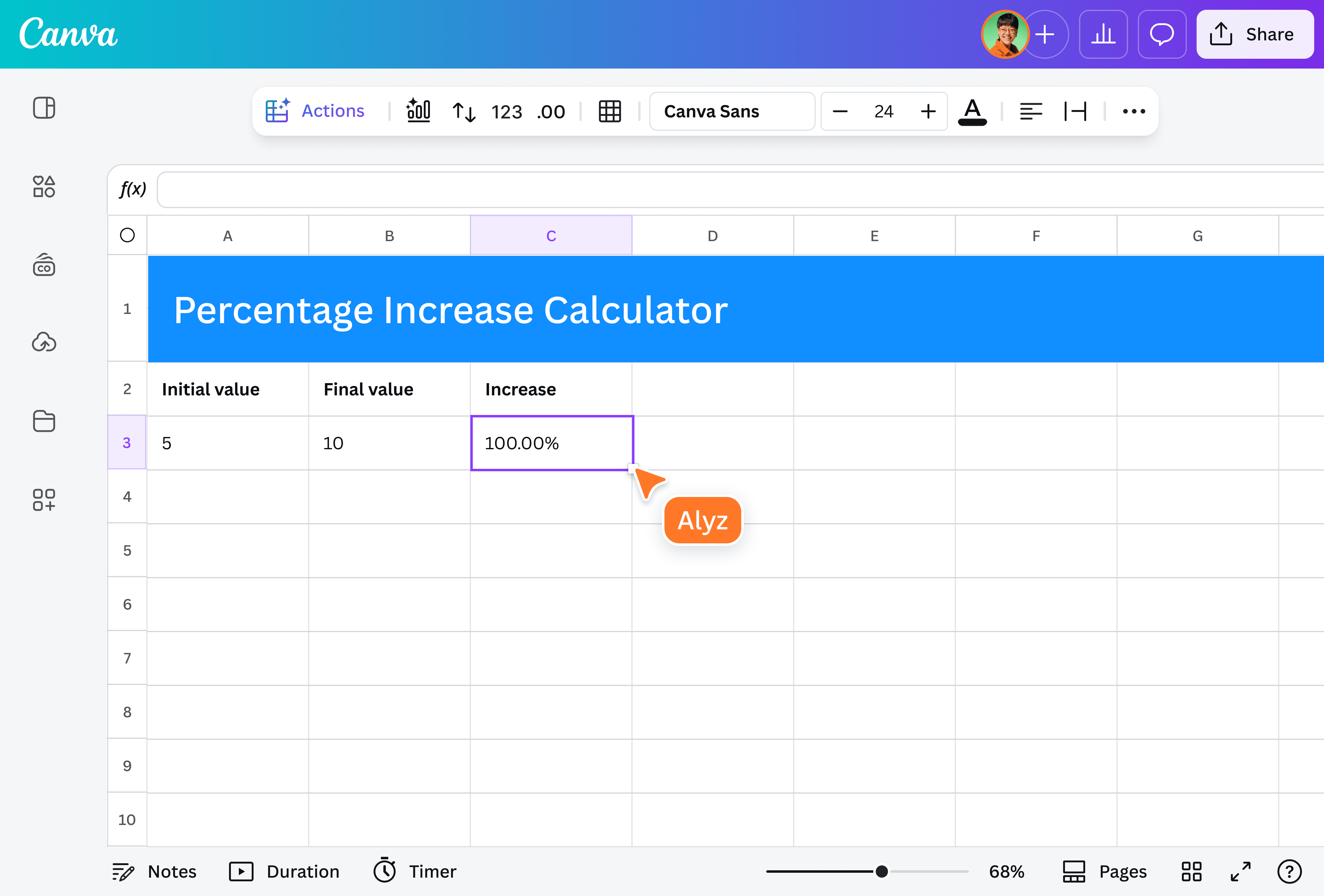 Free percentage increase calculator | Canva