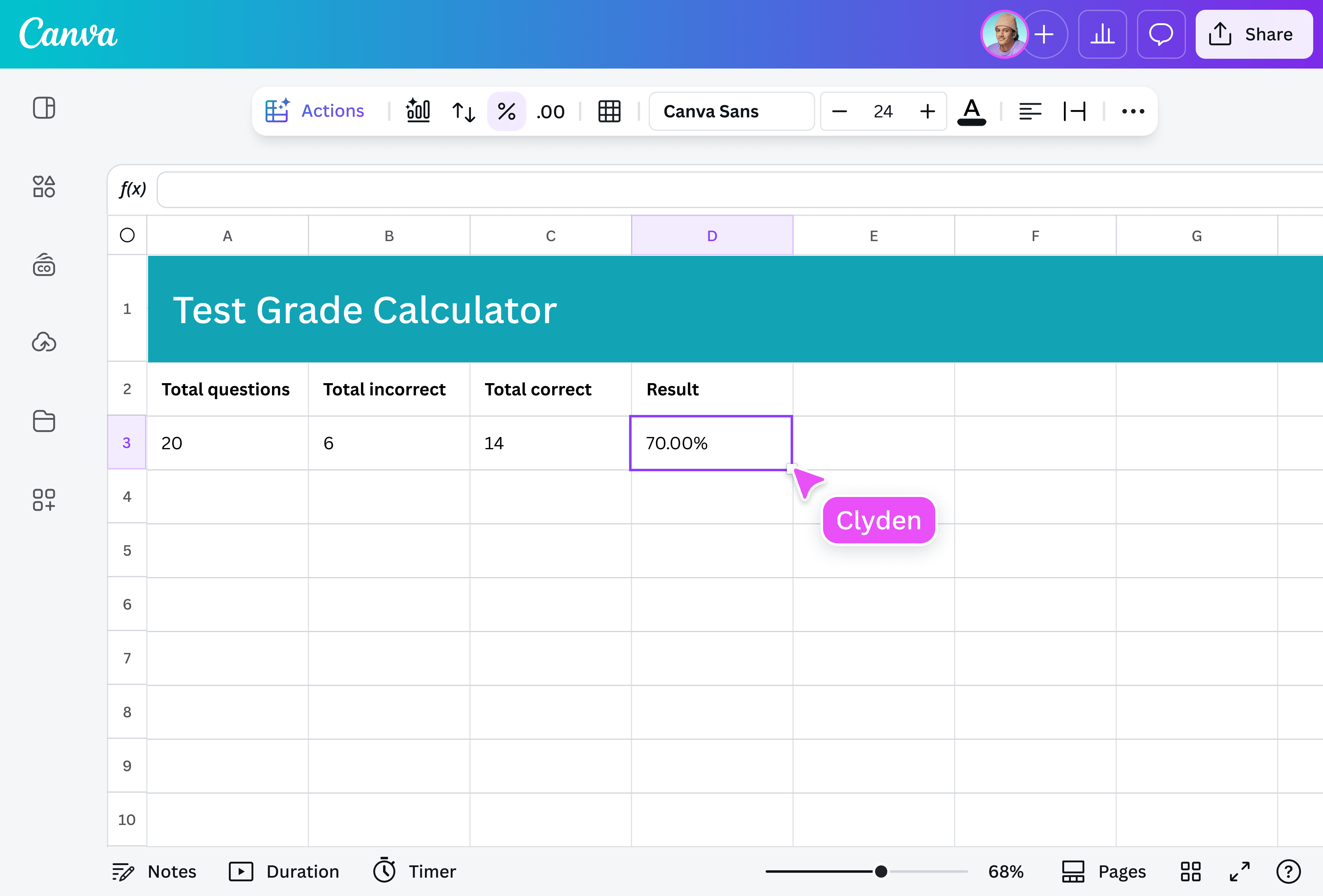 Test grade calculator: Calculate grades for free | Canva