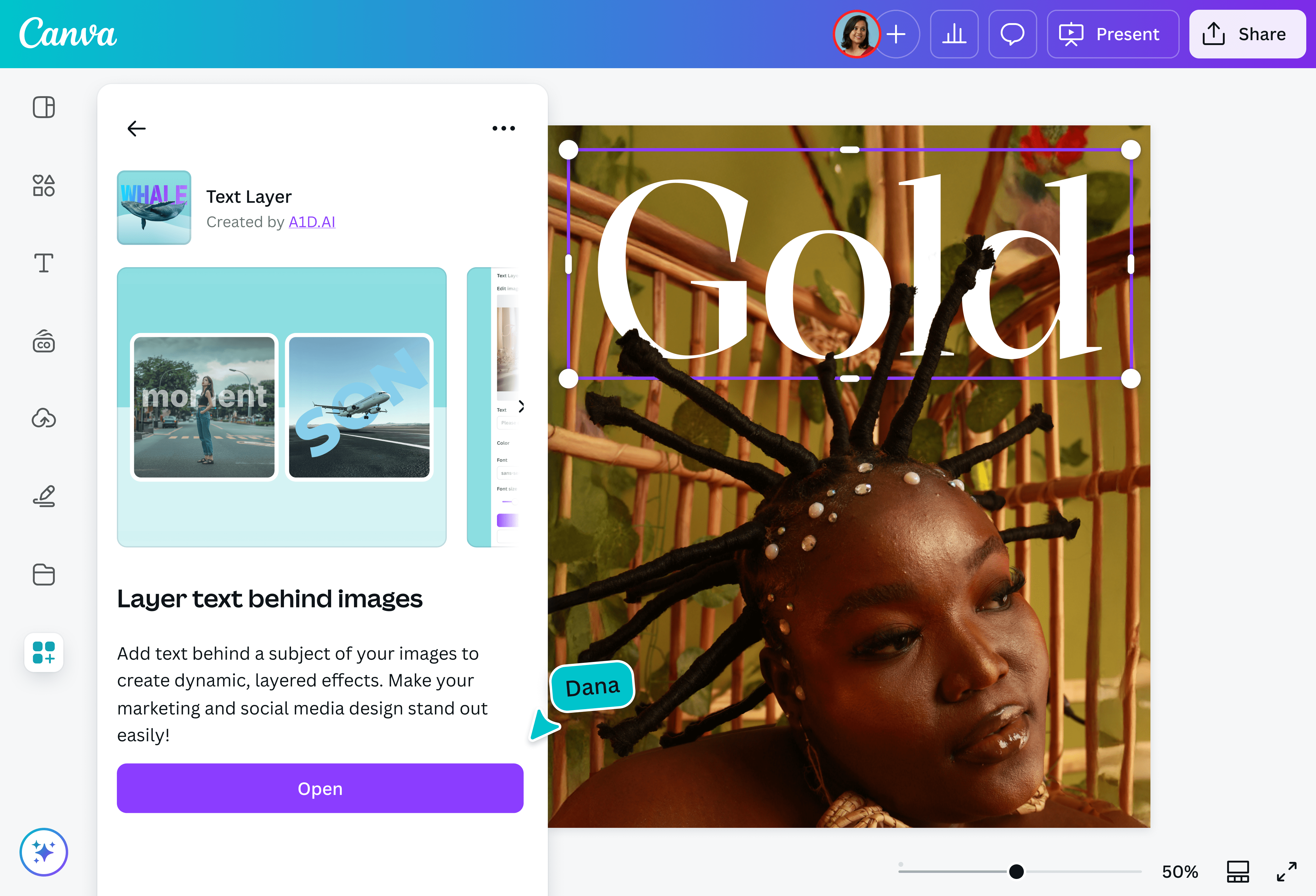 Tekst achter afbeeldingen toevoegen | Canva