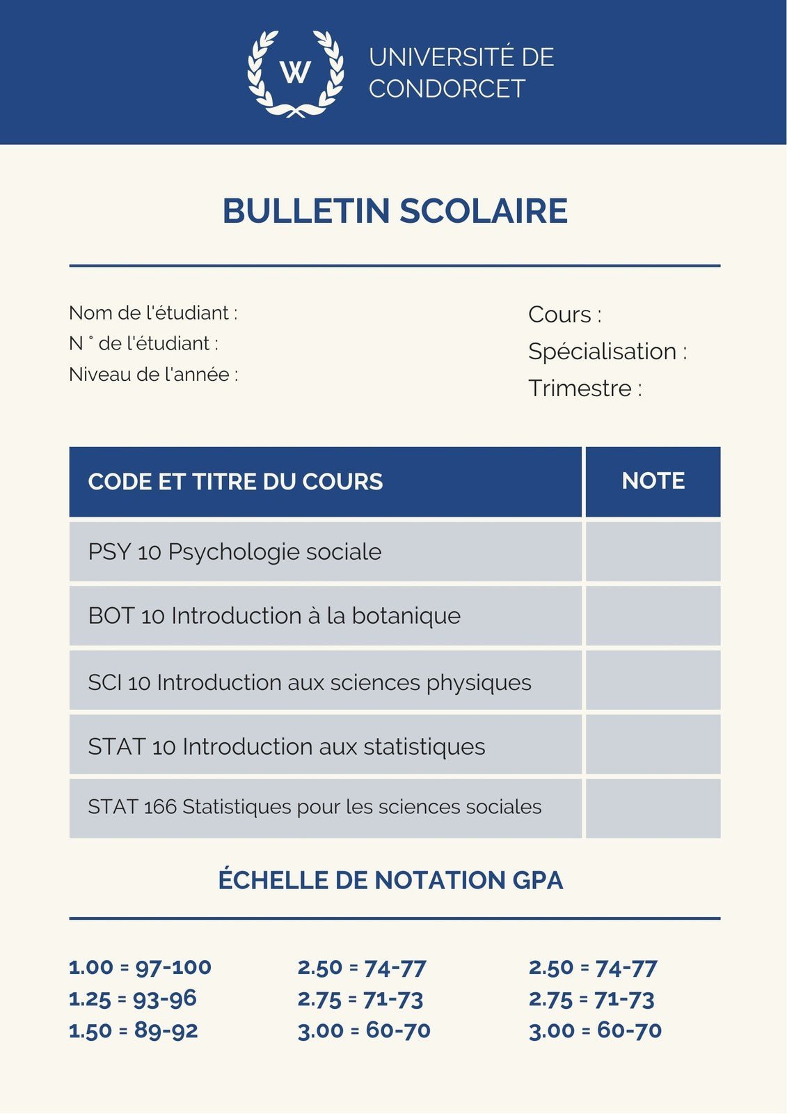 Faire un bulletin scolaire gratuite - facile & en ligne | Canva