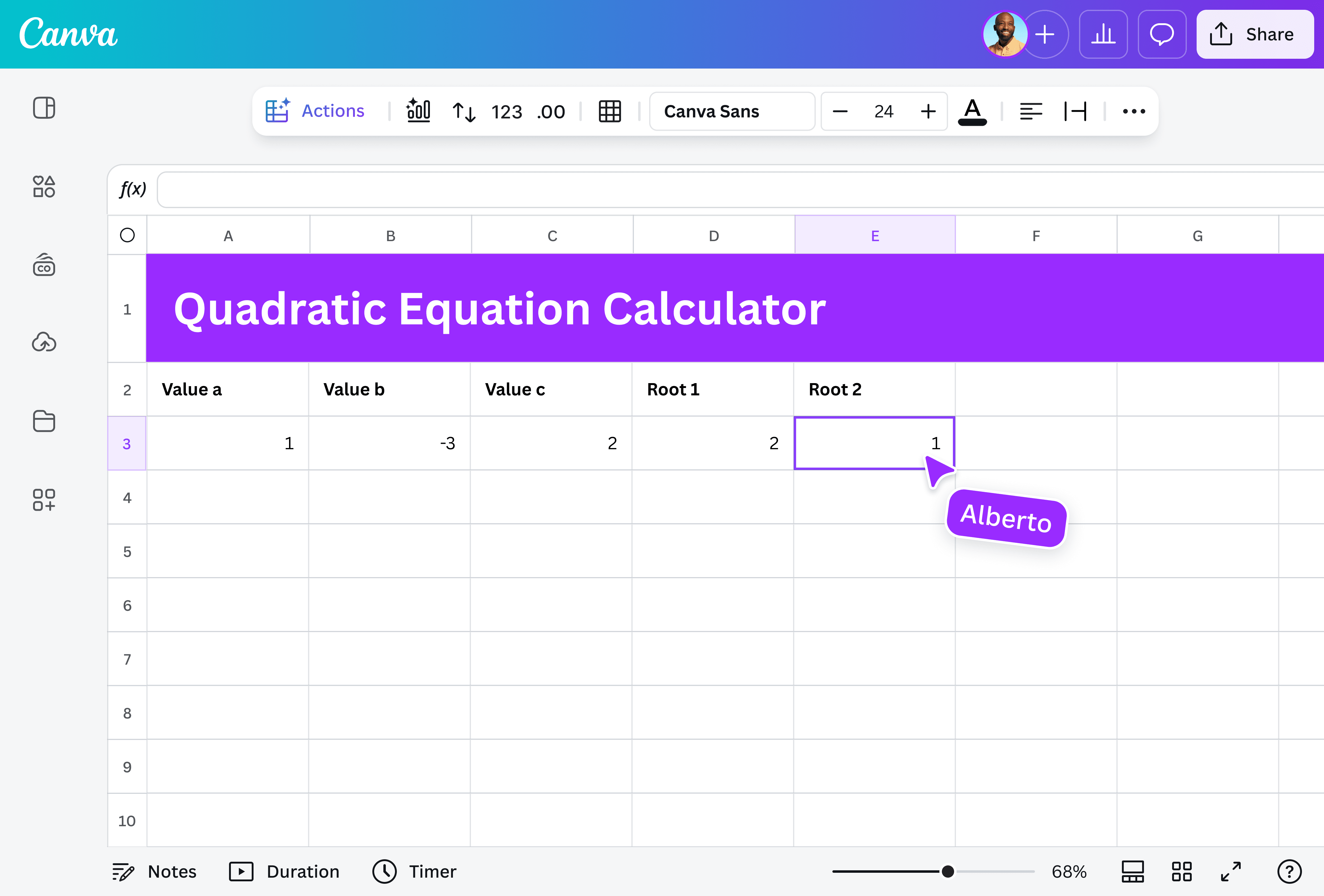 Free online quadratic equation calculator | Canva