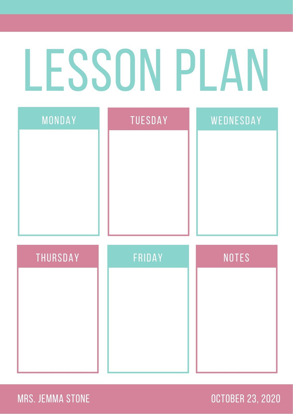 Free Online Weekly Lesson Plan Maker | Canva