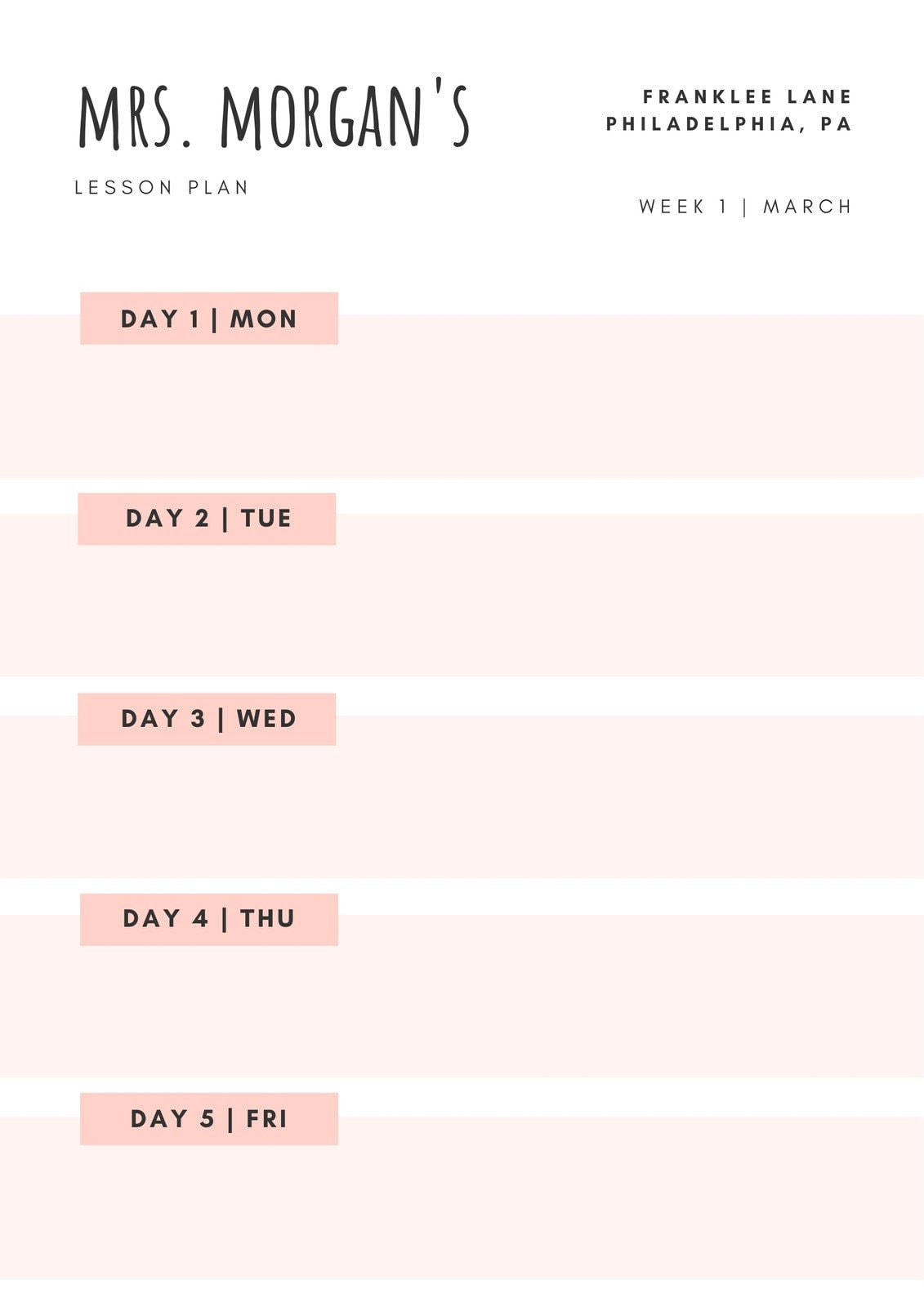 Free Online Weekly Lesson Plan Maker | Canva