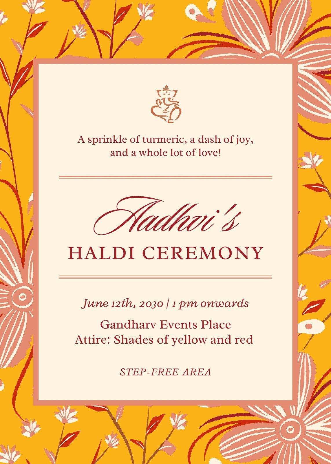 Free Online Haldi Ceremony Invitation Card Maker | Canva