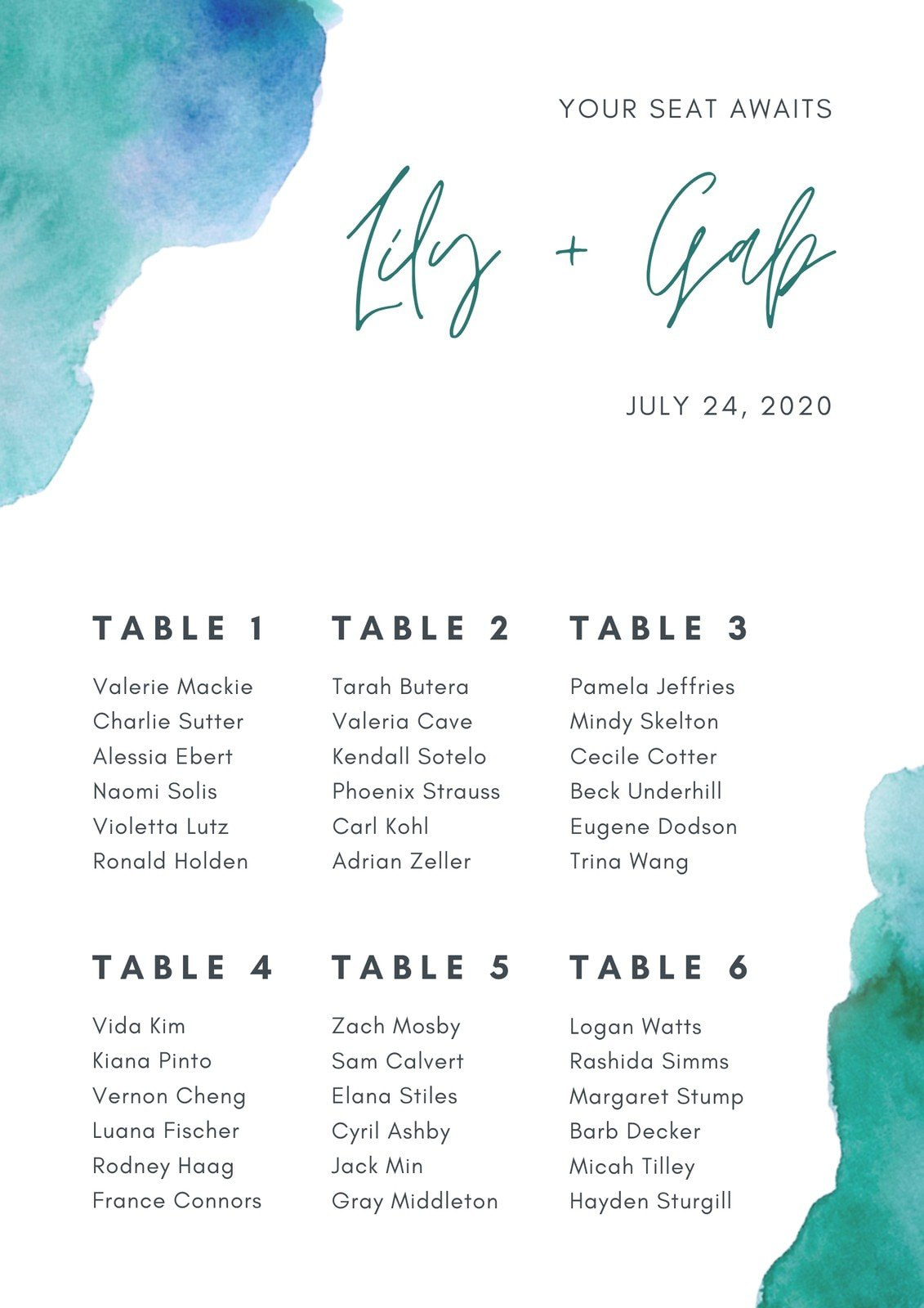 Free Online Wedding Seating Chart Maker | Canva