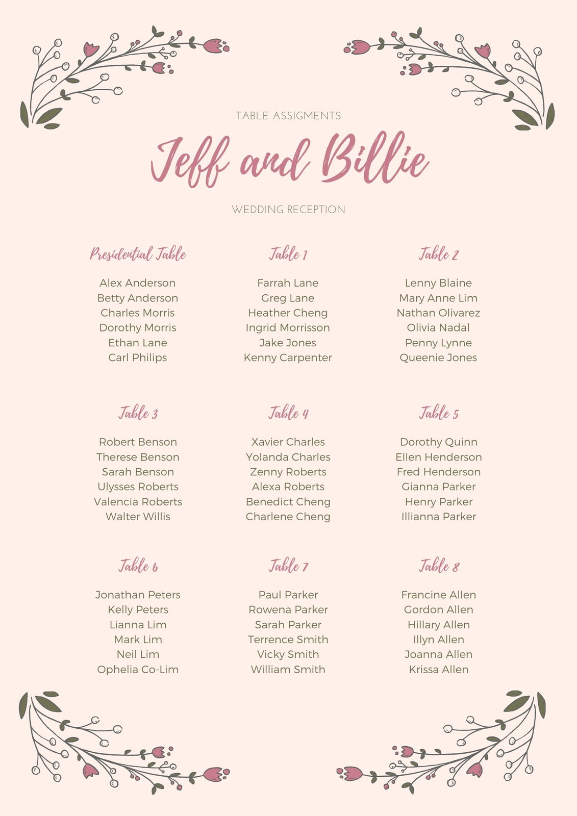 Free Online Wedding Seating Chart Maker | Canva
