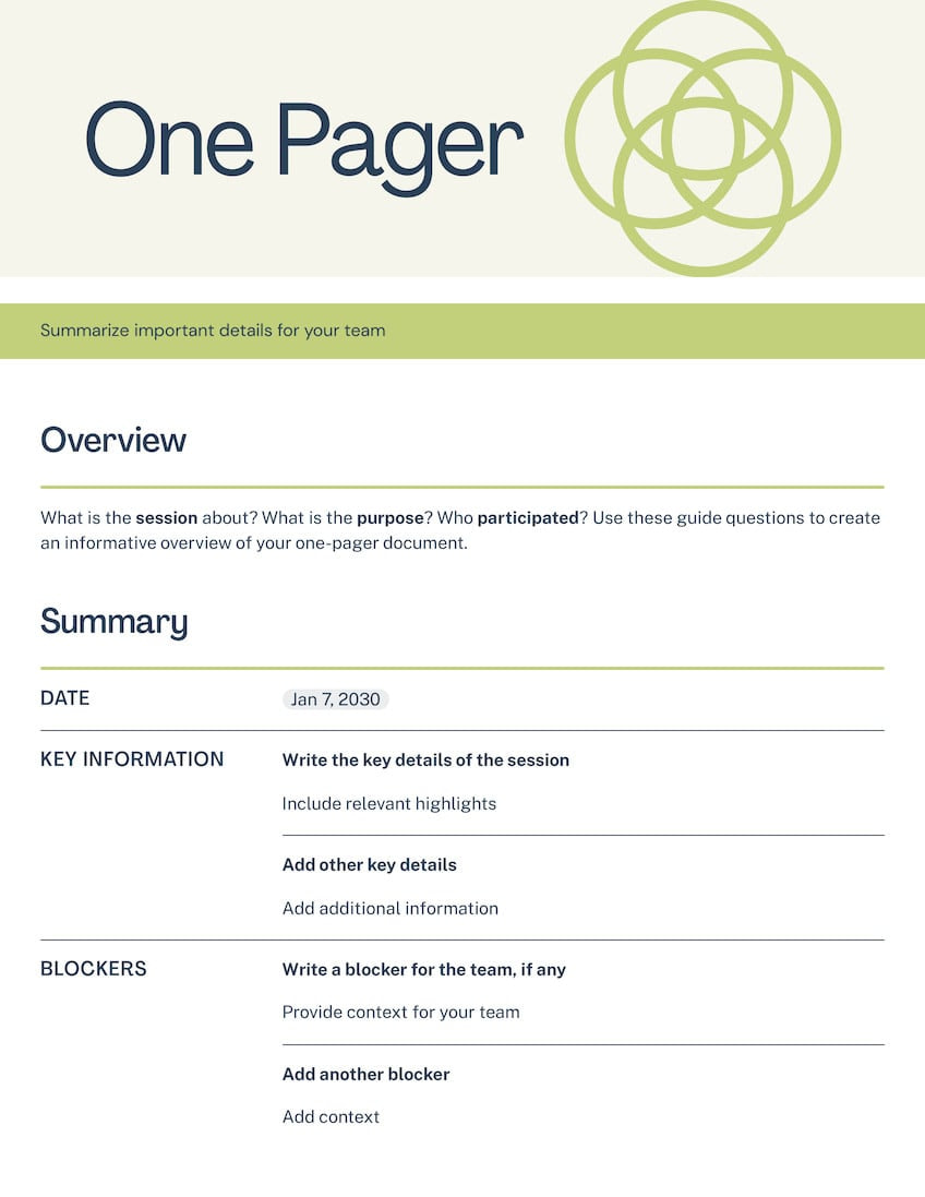 One pager: guida pratica, modelli e consigli | Canva