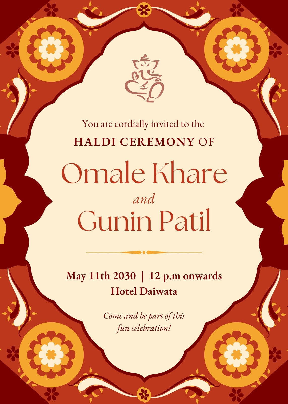 Free Online Haldi Ceremony Invitation Card Maker | Canva