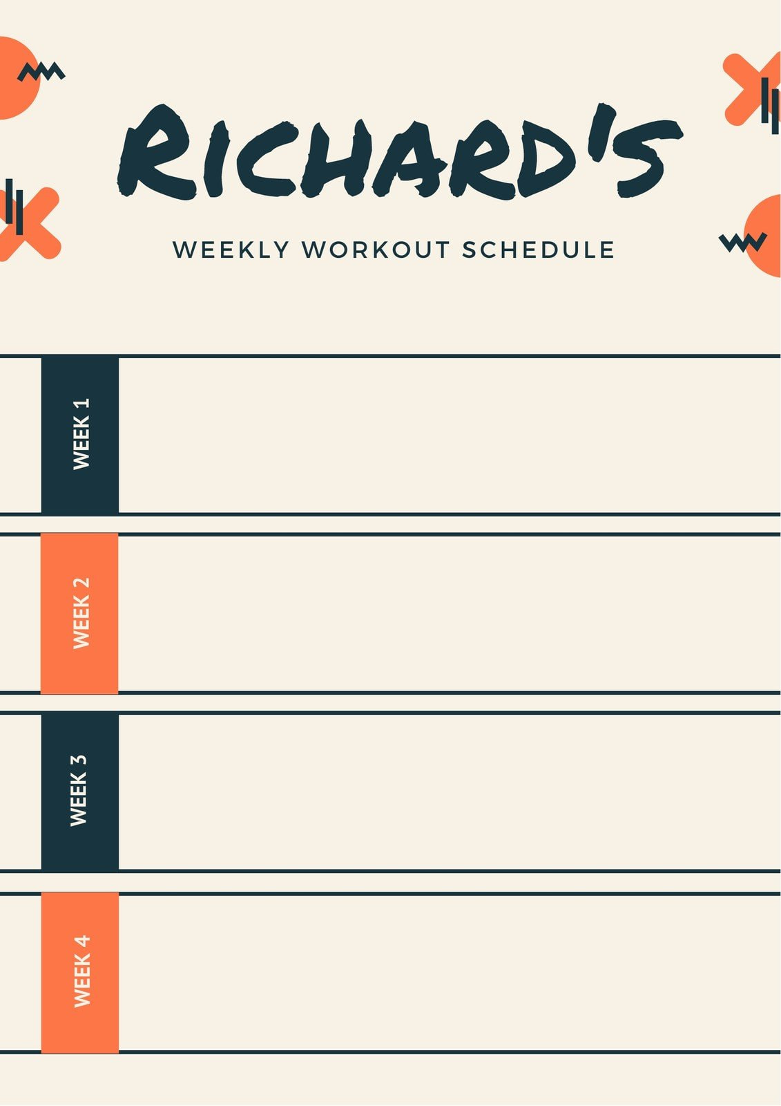 Trainingsplan erstellen | Fitness-Plan kostenlos anpassen | Canva
