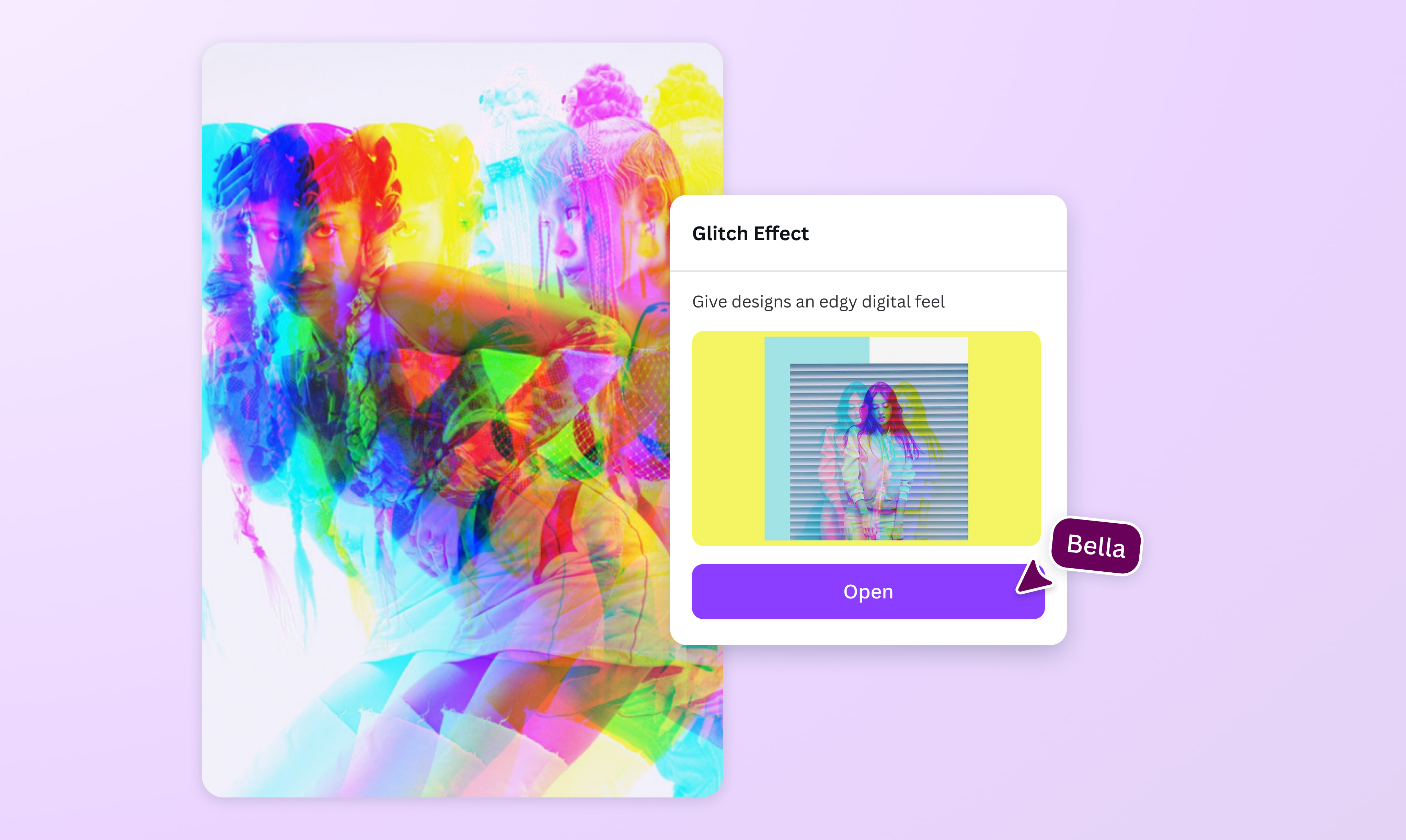 Effetto glitch: crea glitch art con il datamoshing online | Canva