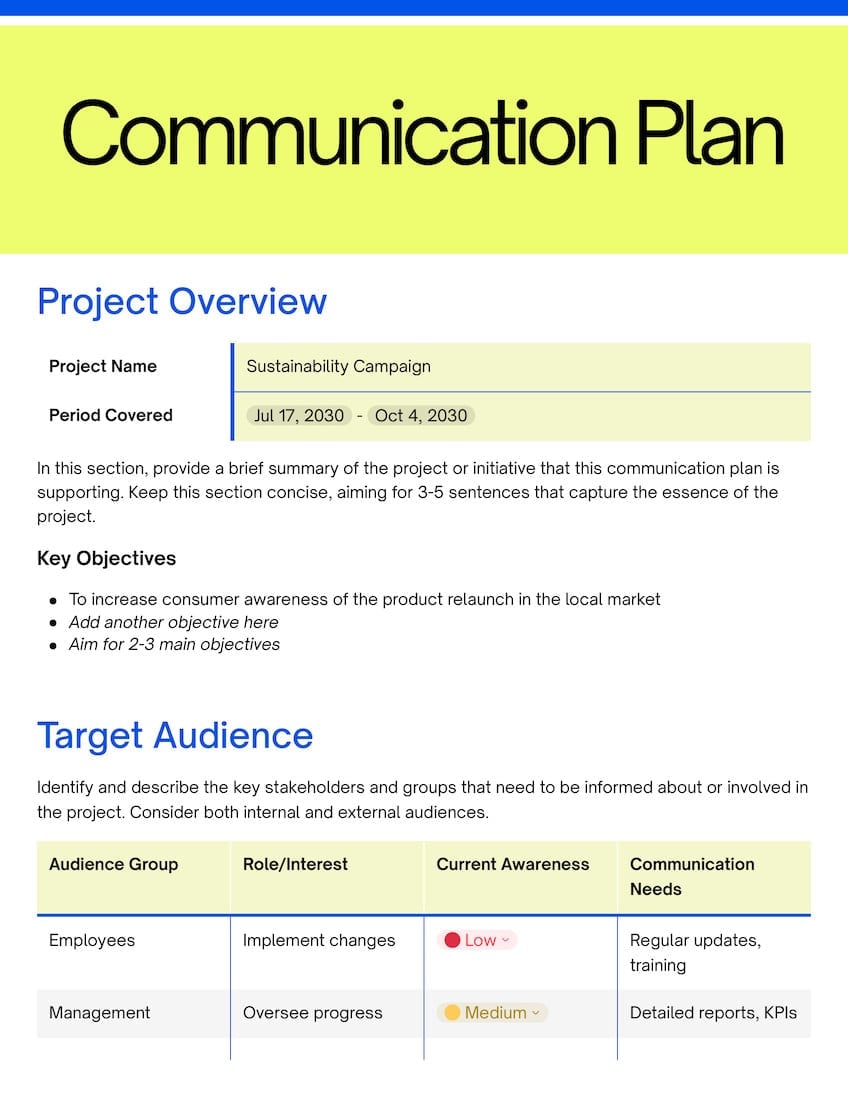 Make a communication plan: How-to, templates, tips | Canva