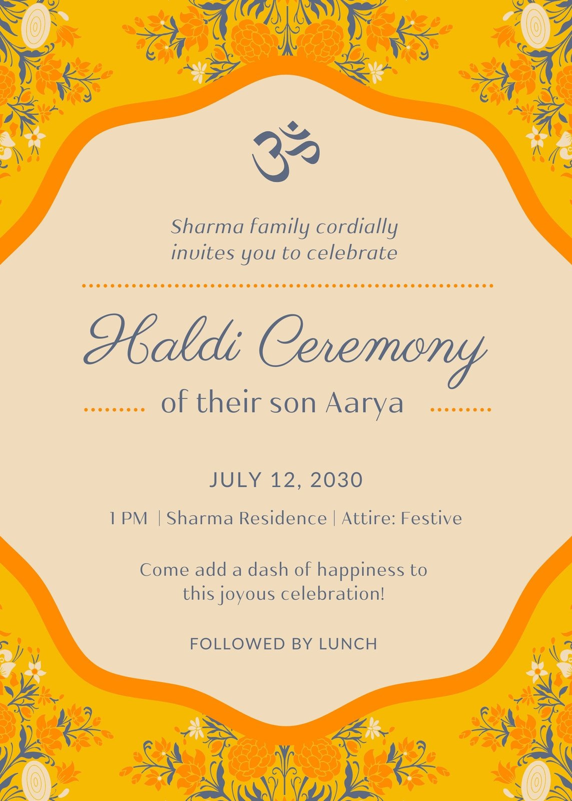 Free Online Haldi Ceremony Invitation Card Maker | Canva