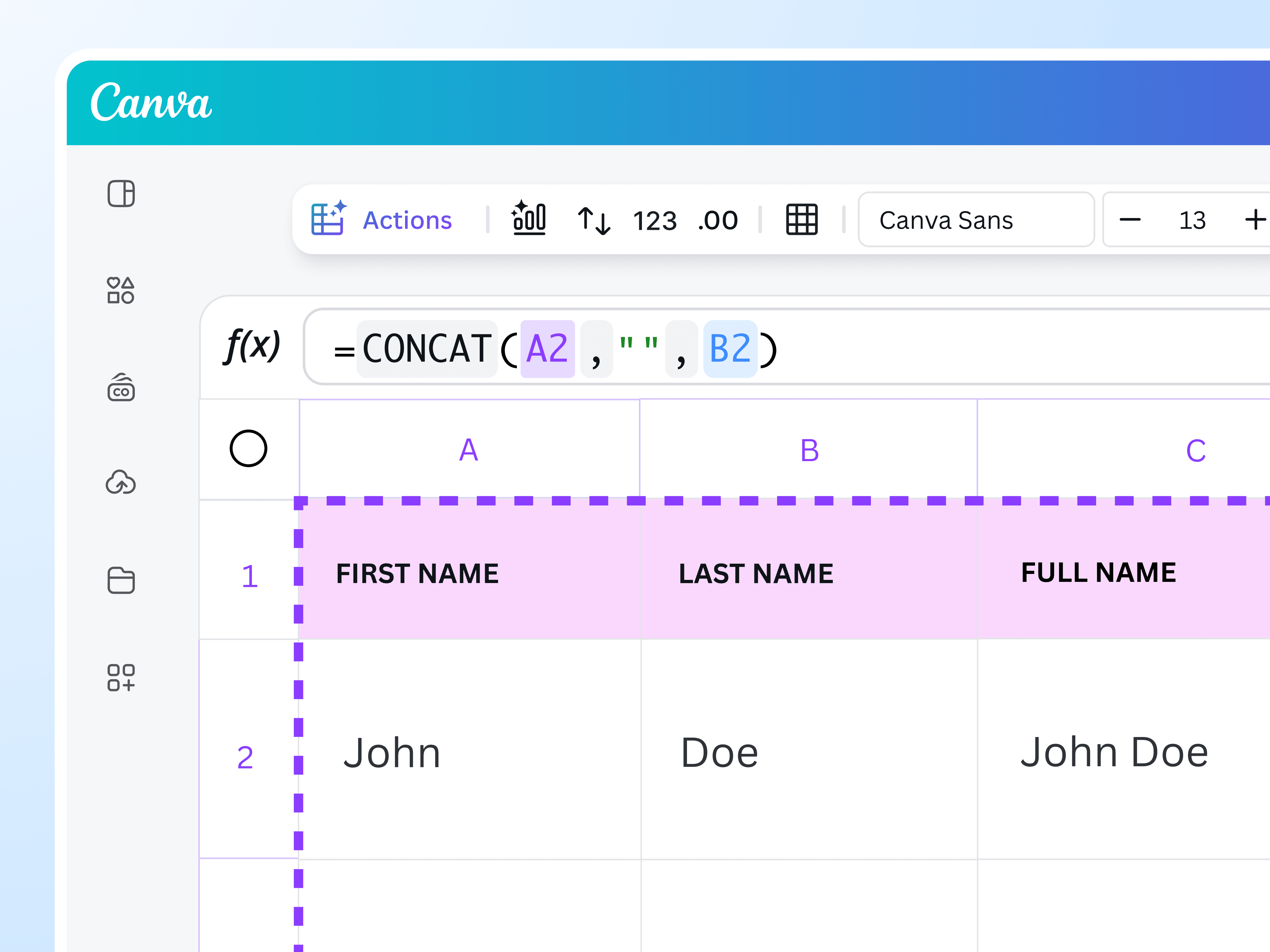 CONCATENATE Function | Canva