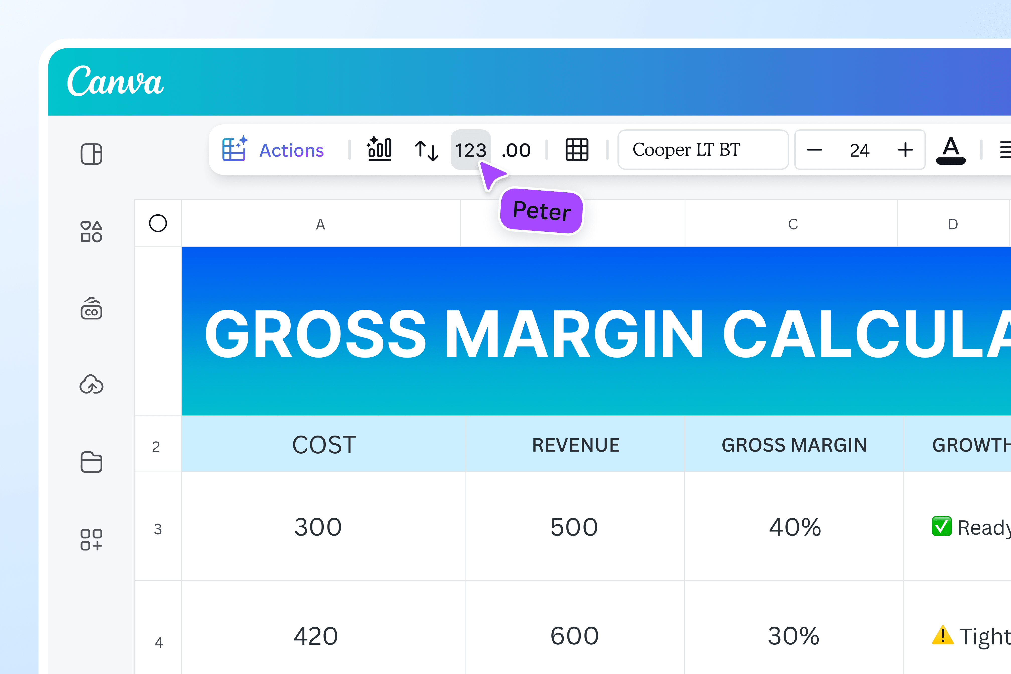 Calcolo margine lordo online gratis | Canva