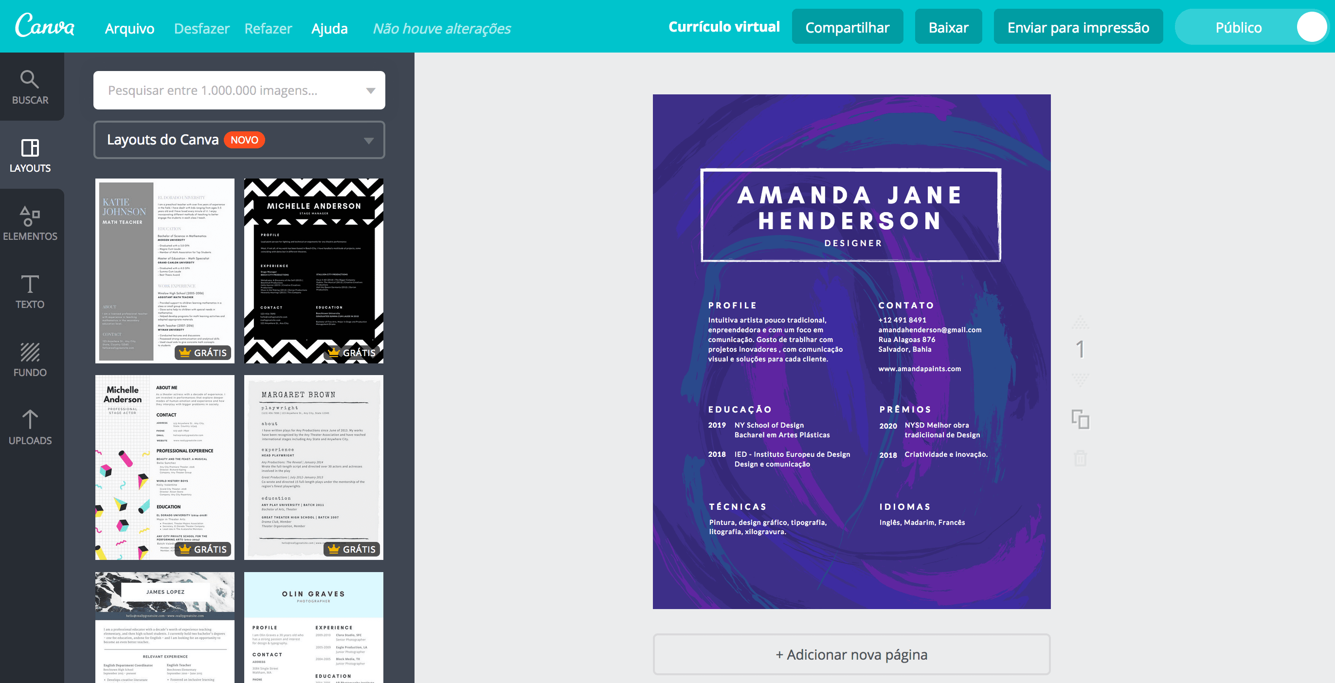 Criar currículo virtual | Diversos modelos online - Canva