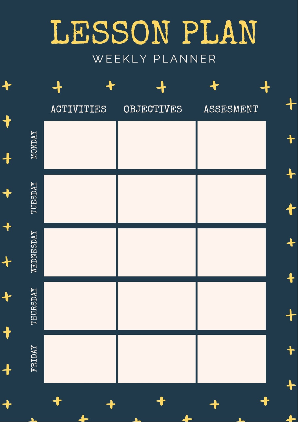 Weekly Lesson Planner Template Weekly Lesson Plan Template 11+ Free